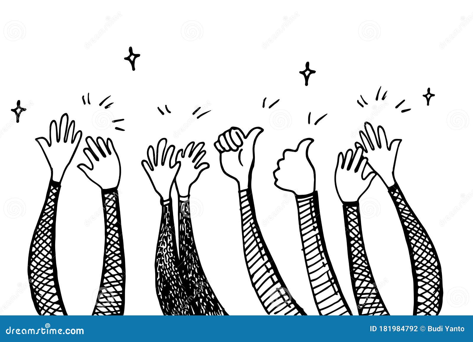 Hand Drawn of Hands Clapping Ovation Stock Vector - Illustration of ...