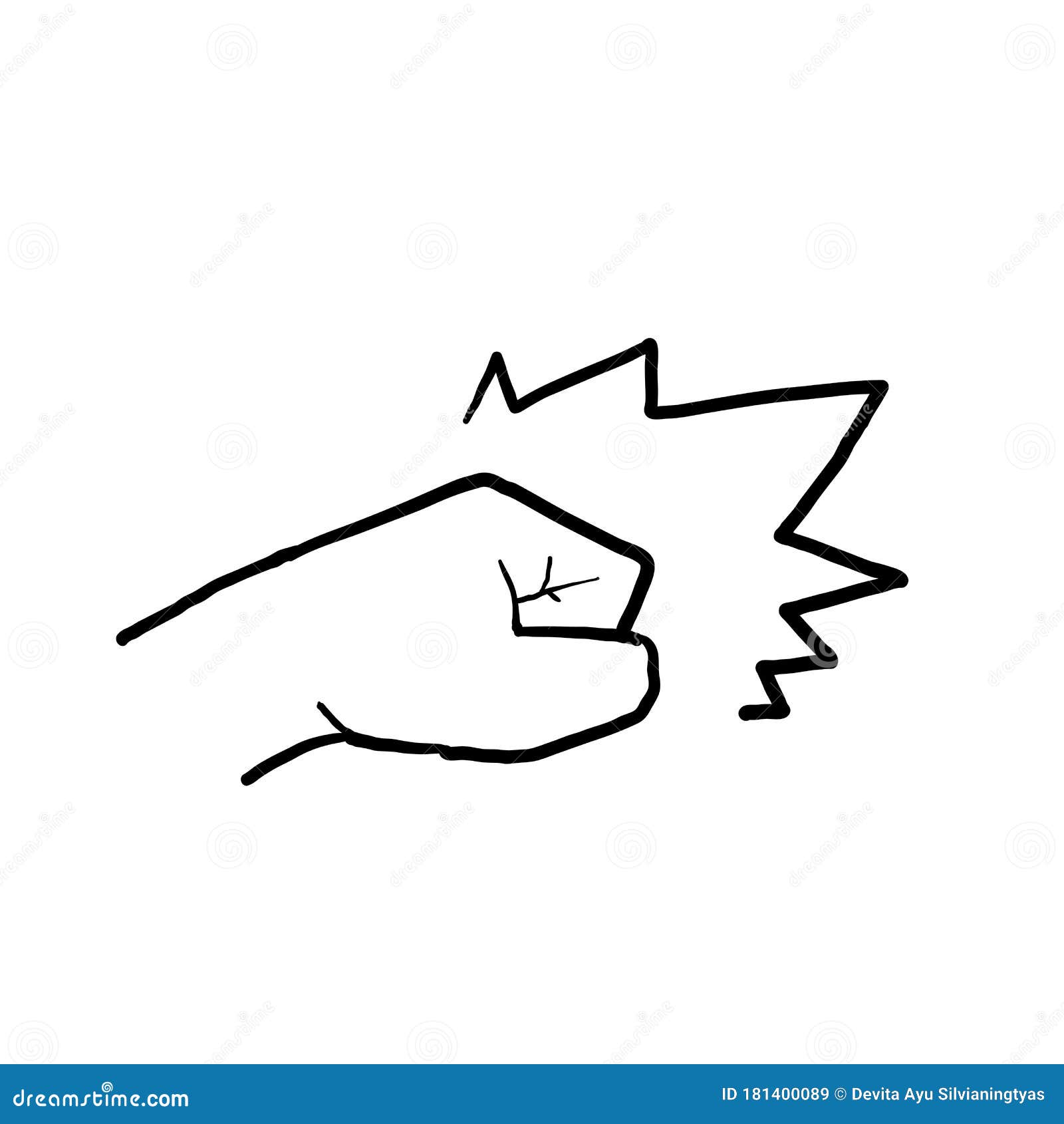 Hand Drawn Hands Grasping and Hitting Illustration with Doodle Style ...