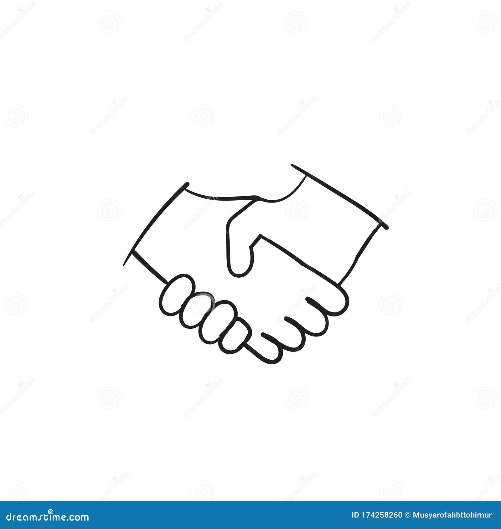 Hand Drawn Handshake Illustration with Doodle Style Vector Isolated ...
