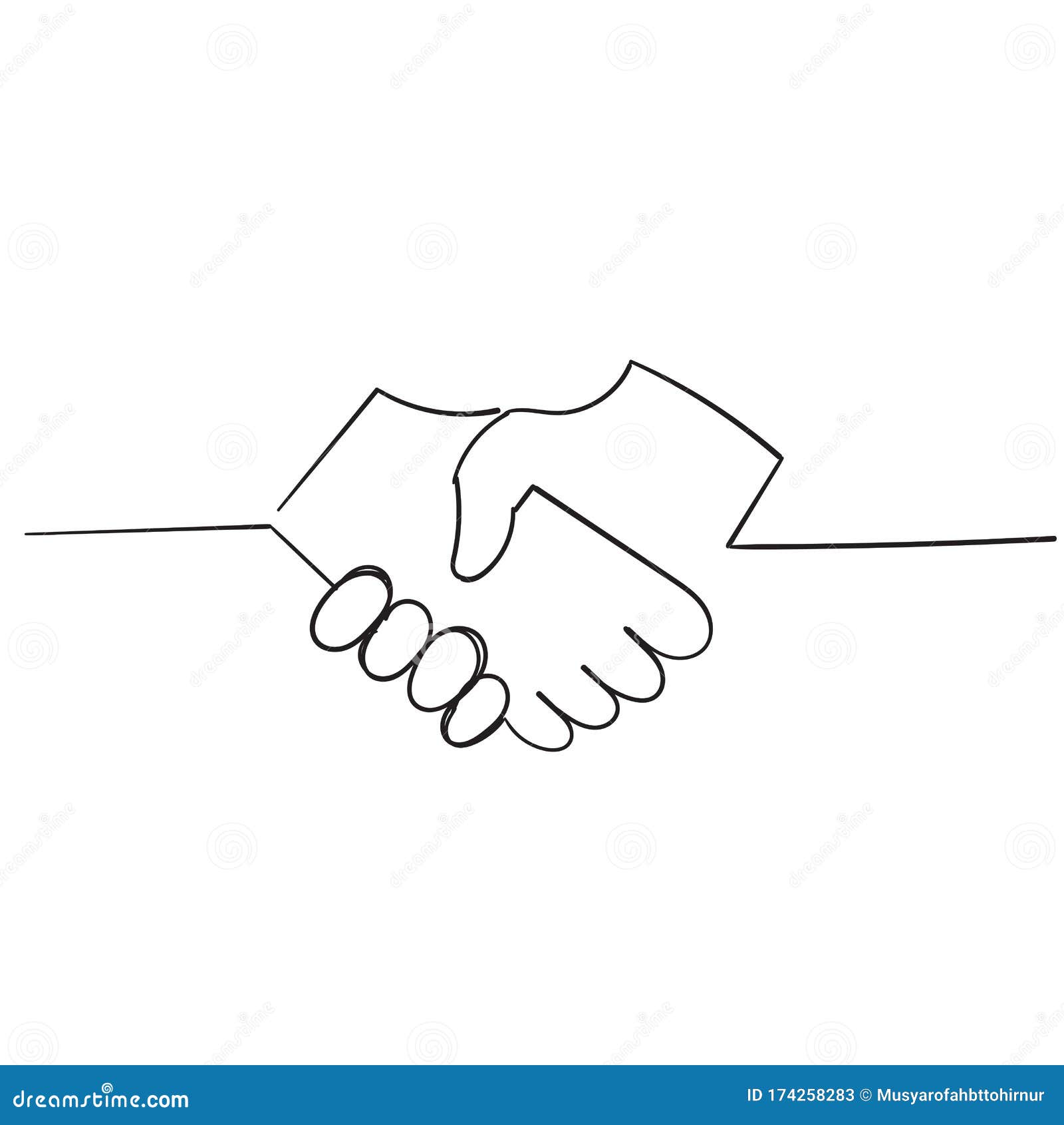 Hand Drawn Handshake Illustration with Doodle Style Vector Isolated ...