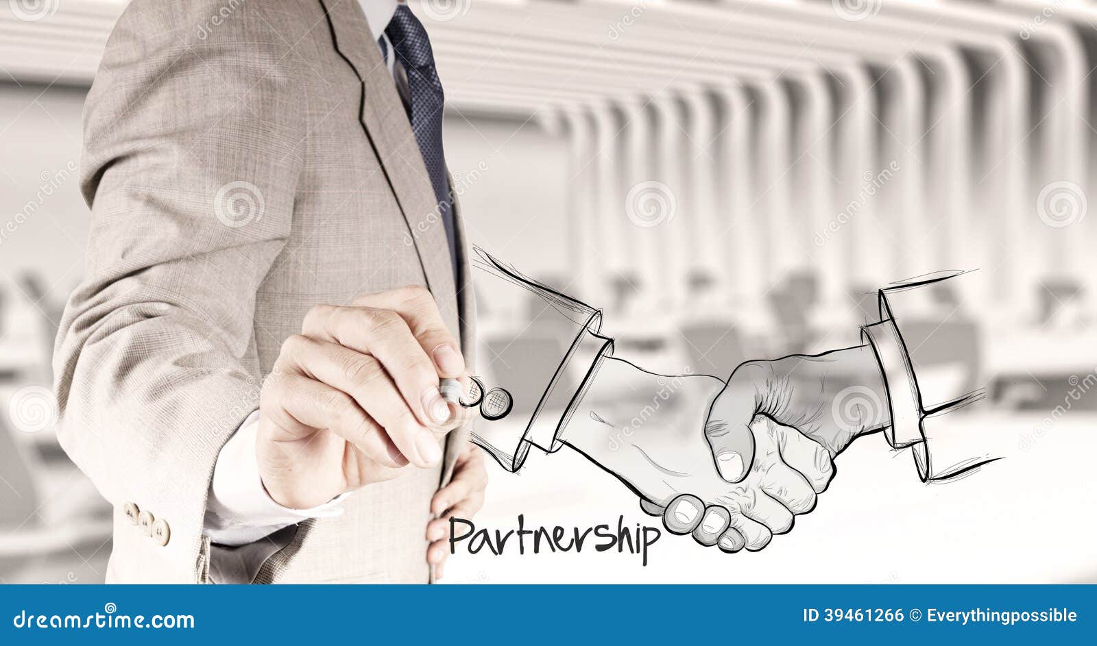 Hand Drawn Handshake Sign As Partnership Stock Photo - Image of human ...