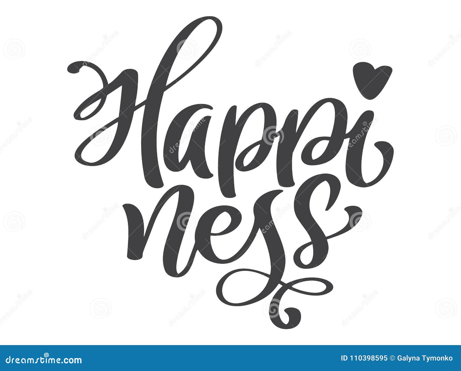 Hand Drawn Happiness Hand Lettering. Handmade Vector Calligraphy Stock ...