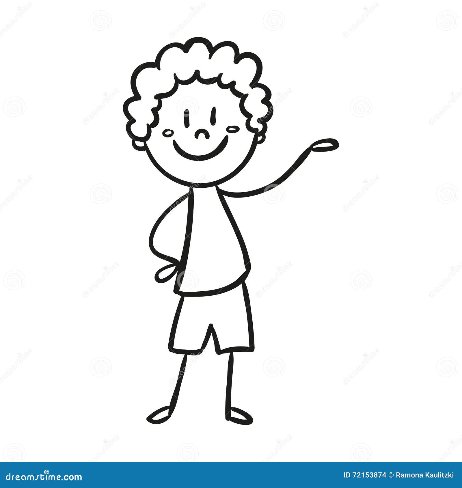 Hand Drawn Happy Little Child Doodle Stock Illustration - Illustration ...