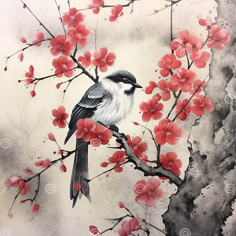 Hand-Drawn Harmony Japanese Sumi-E Magic Stock Illustration ...