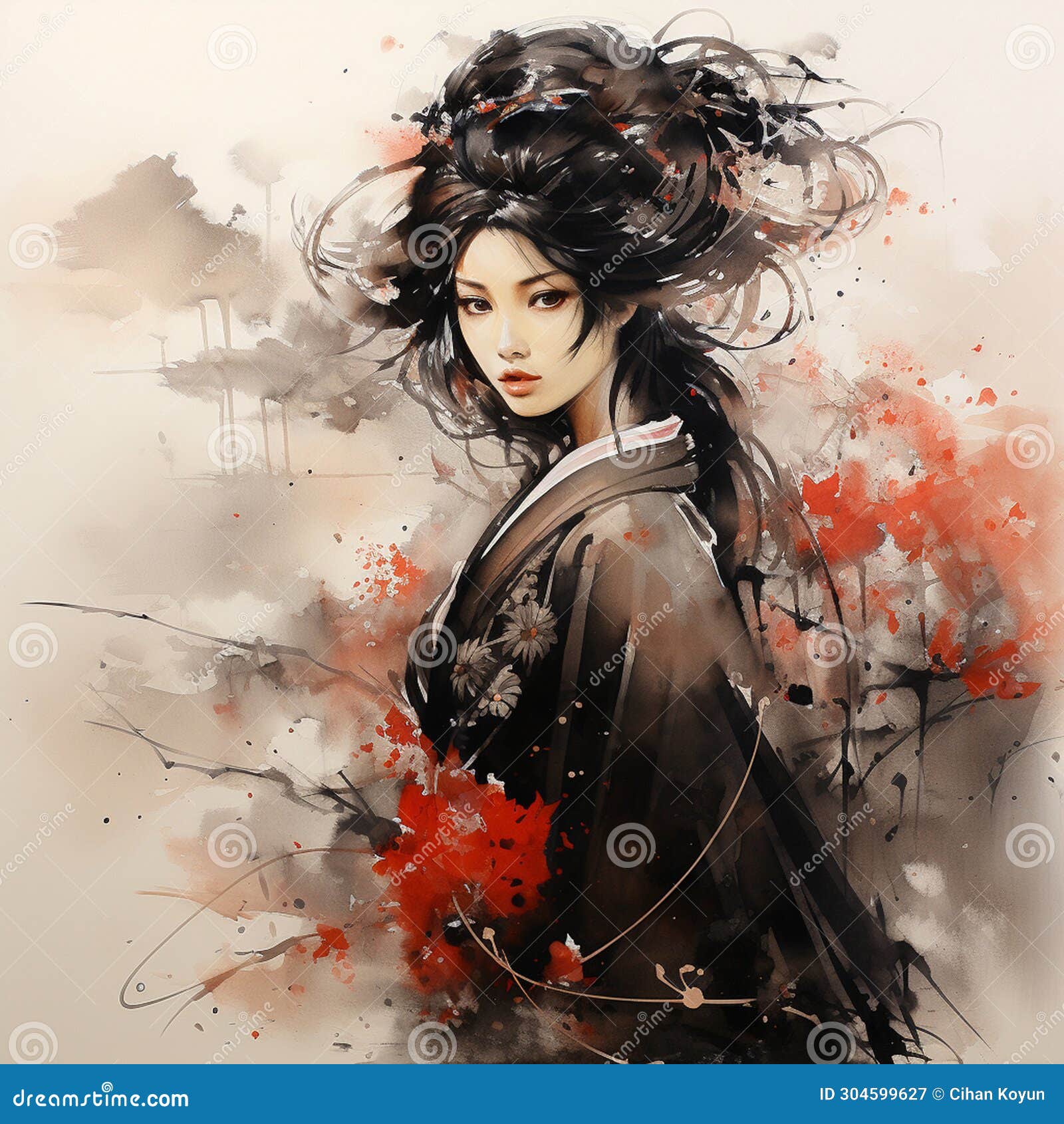 Hand-Drawn Harmony Japanese Sumi-E Magic Stock Vector - Illustration of ...