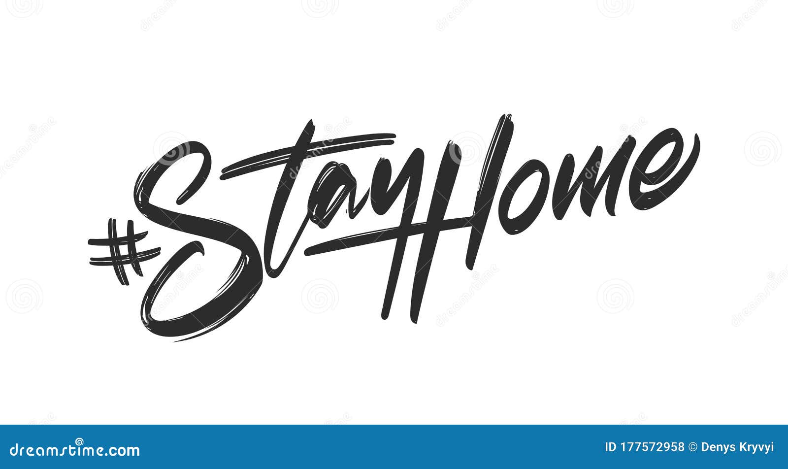 Hand Drawn Hashtag Lettering of Stay Home Stock Vector - Illustration ...