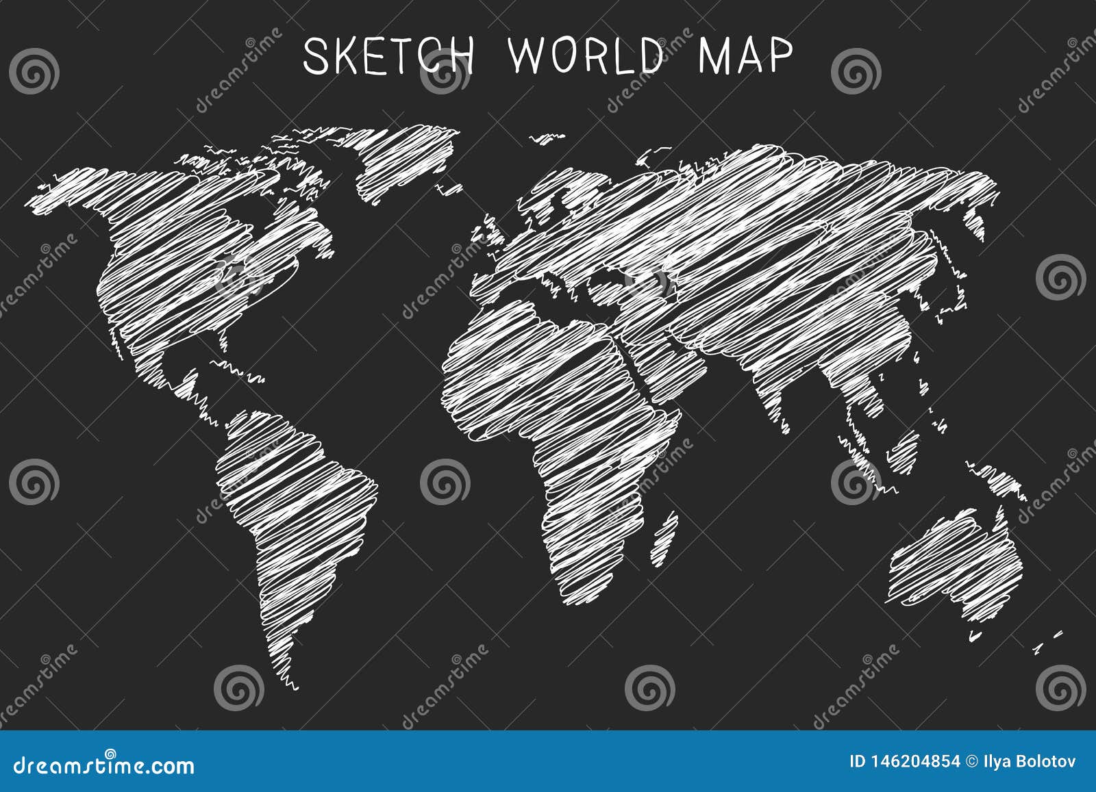 Hand Drawn Hatched World Map Stock Vector - Illustration of land, paper ...