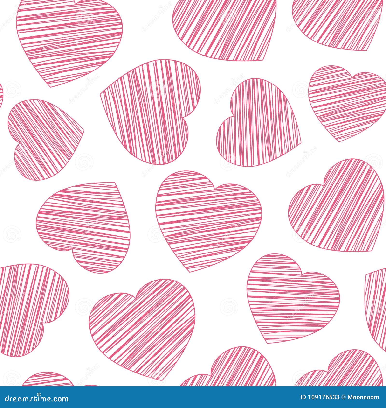 Hand Drawn Hatching Red Heart Seamless Pattern Stock Vector ...