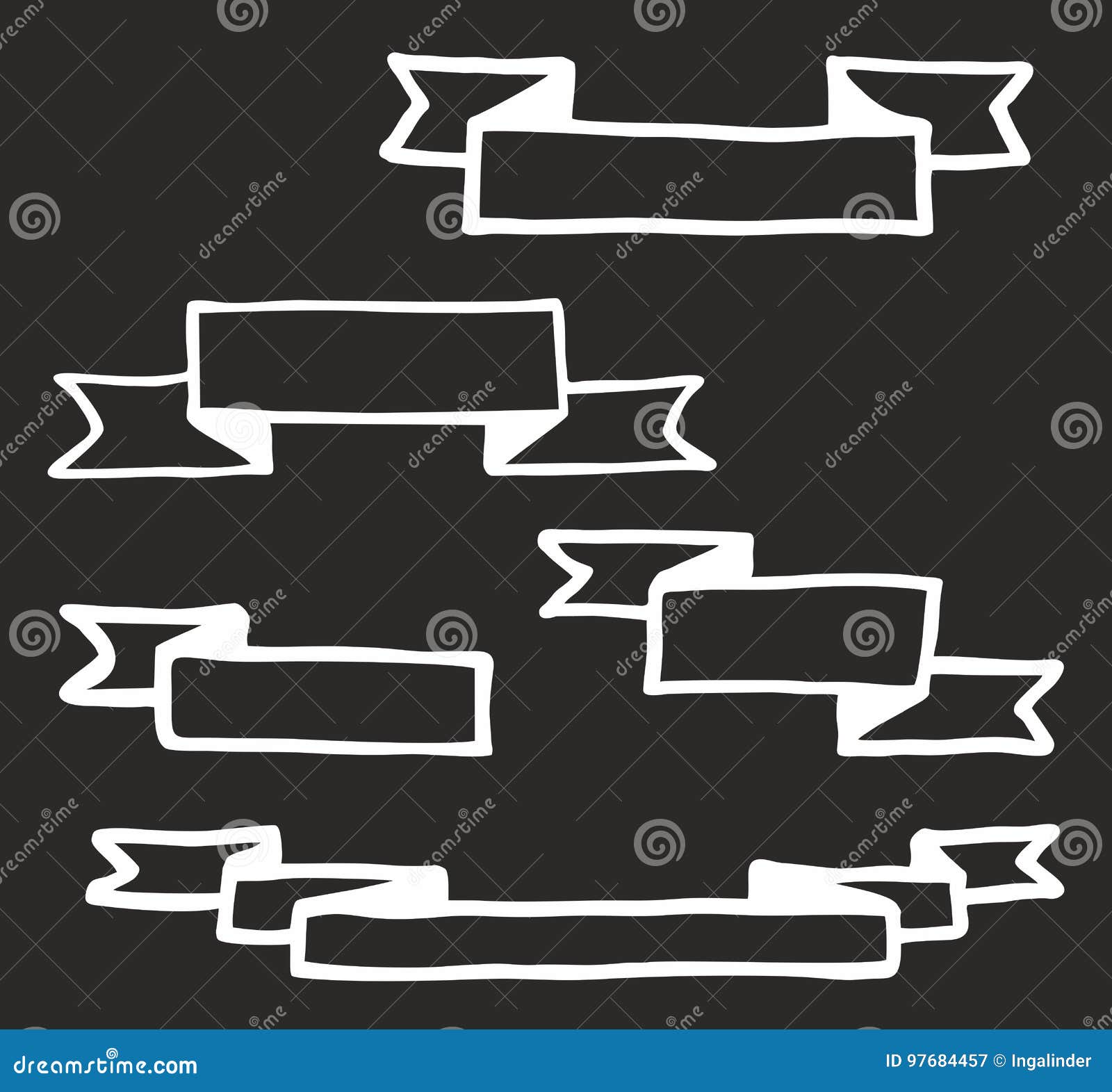 Hand Drawn Headers or Banner Vector Illustration Set on Black ...