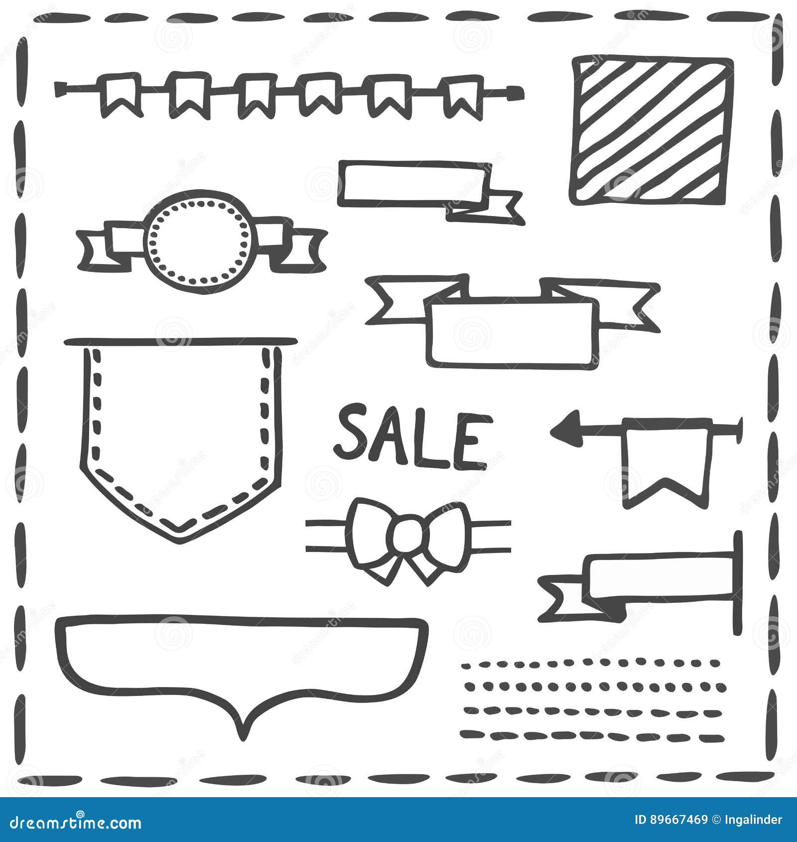 Hand Drawn Headers or Banner Vector Illustration Set Stock Vector ...