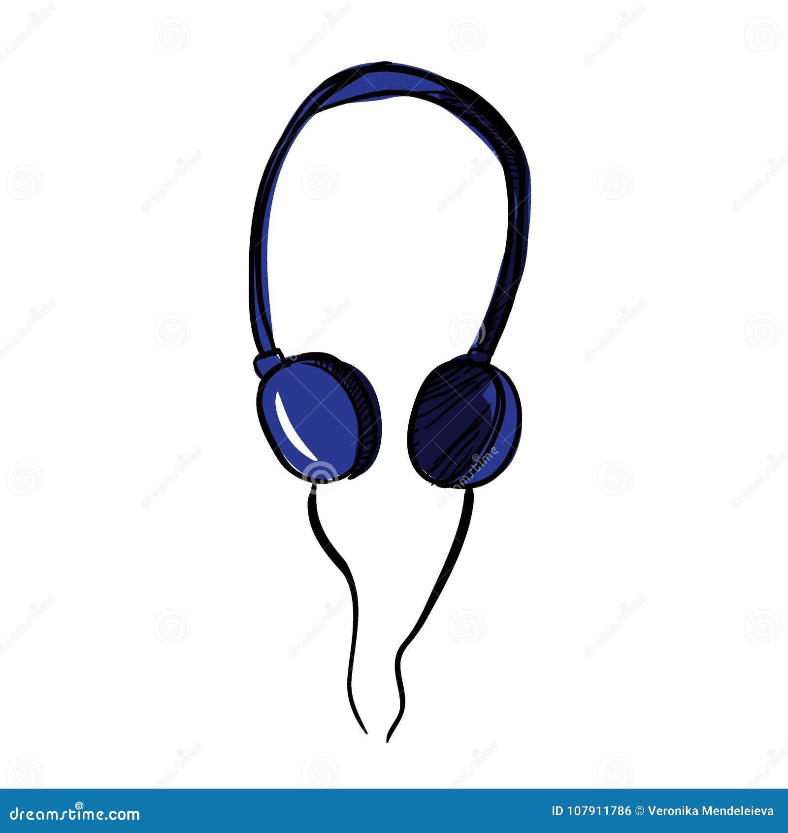 Hand drawn headphones stock vector. Illustration of headset - 107911786