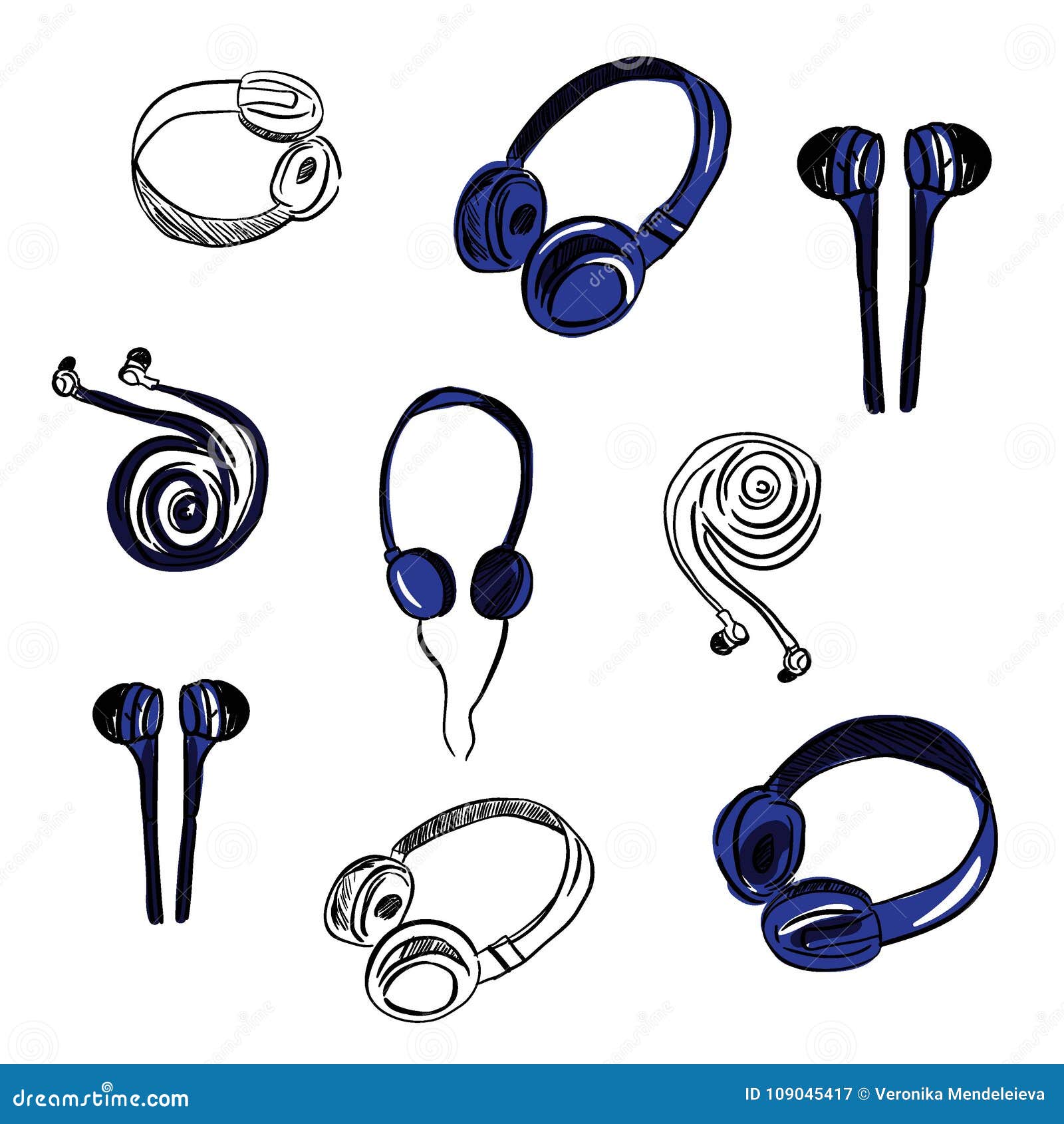 Hand drawn headphones set stock vector. Illustration of equipment ... Hand drawn headphones set stock vector. Illustration of equipment ...