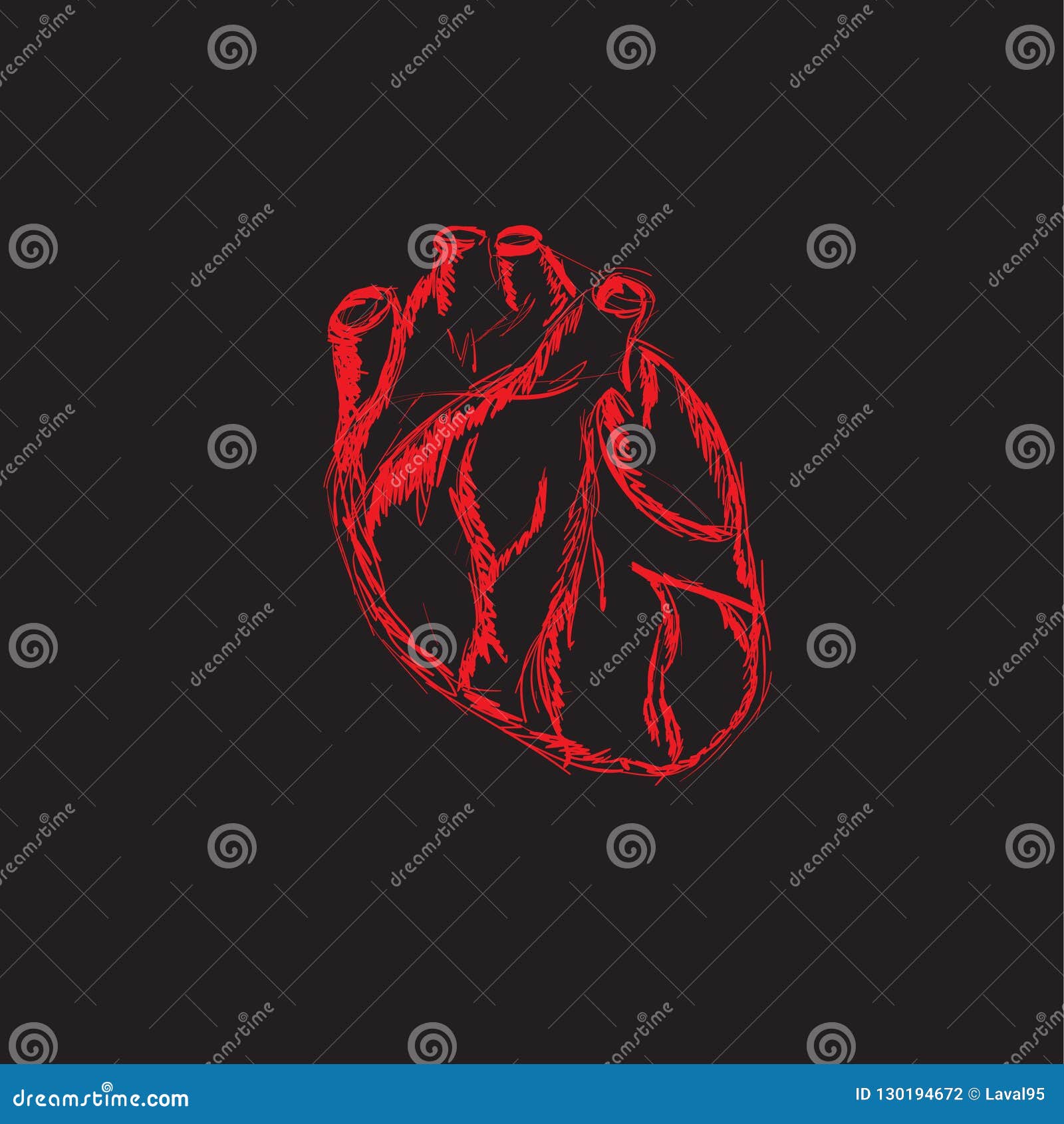 Hand-drawn Heart on a Black Background. Stock Vector - Illustration of ...