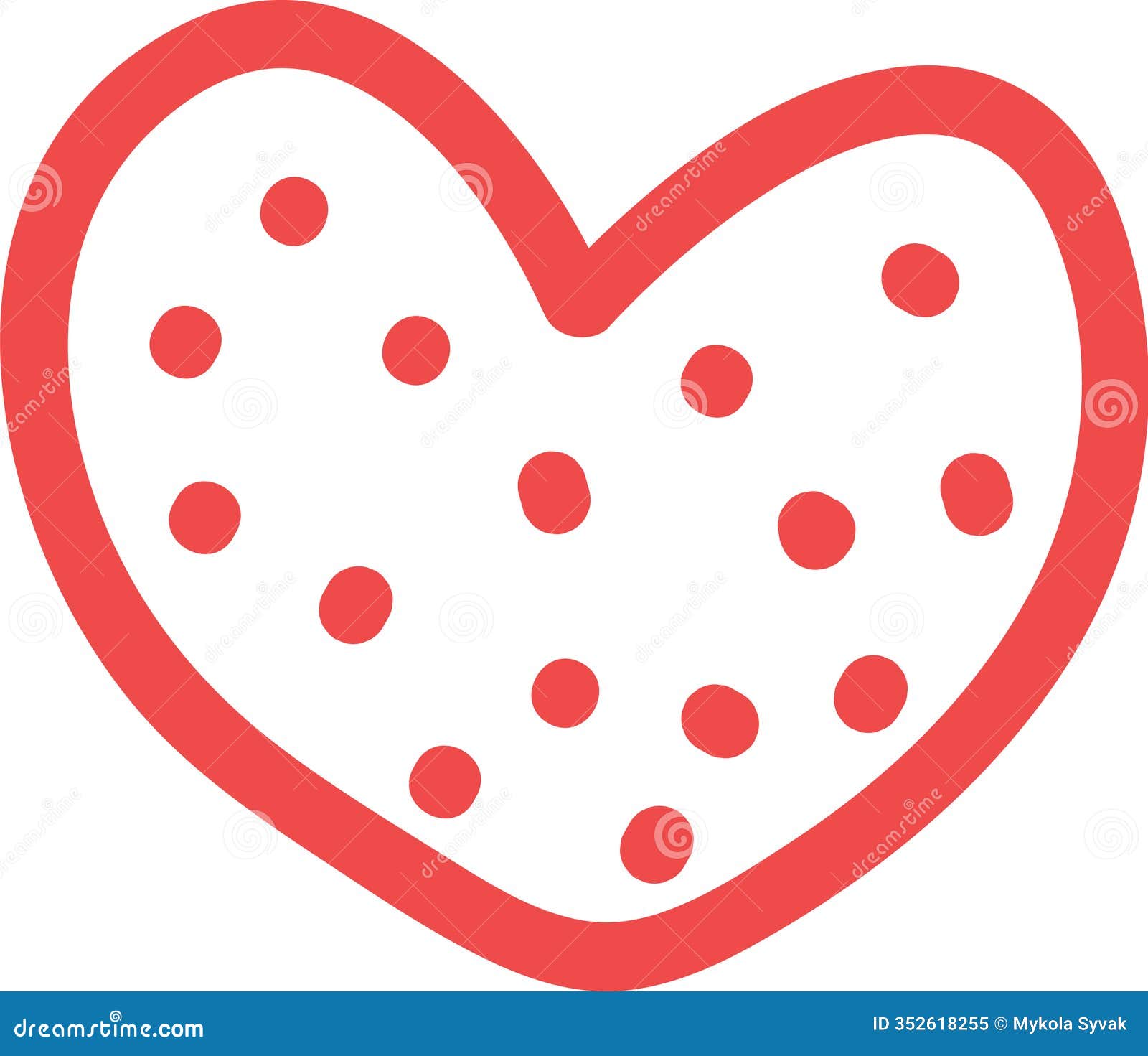 Hand Drawn Heart with Dots stock illustration. Illustration of vector ...