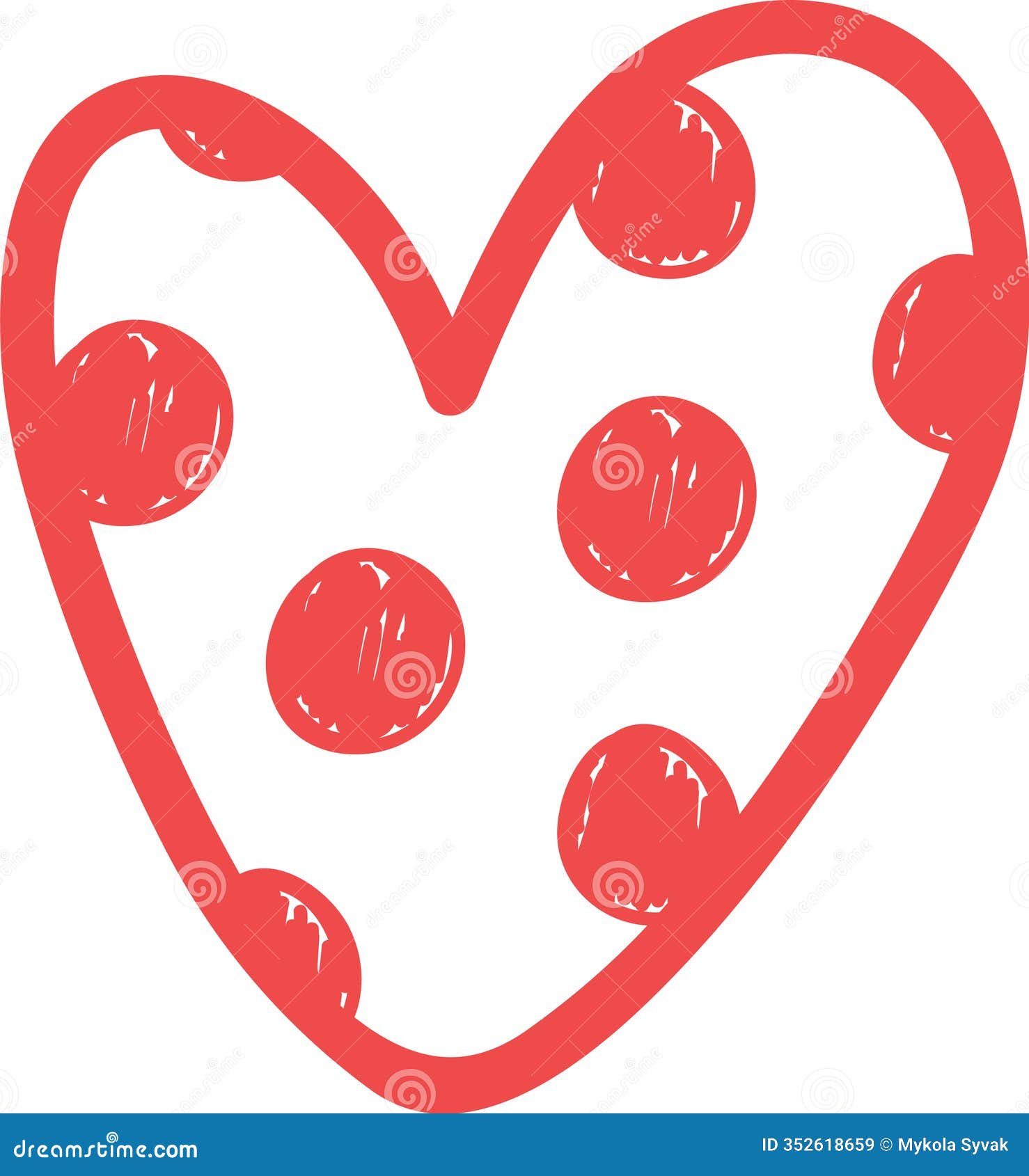 Hand Drawn Heart with Dots stock illustration. Illustration of cute ...