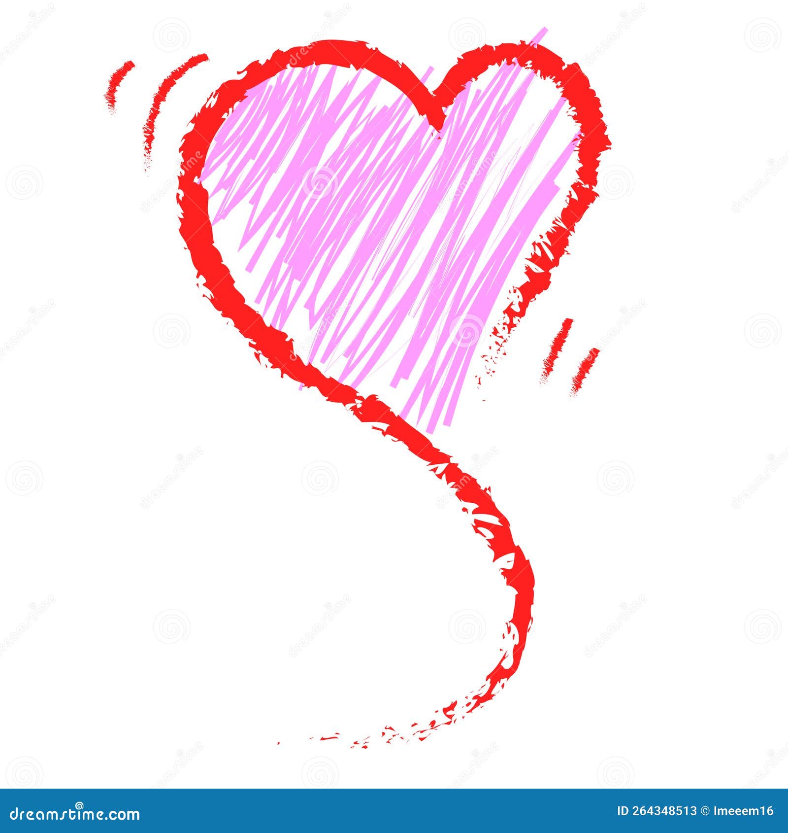 Hand-drawn Heart Icon with Pink Shaded Fill Stock Vector - Illustration ...