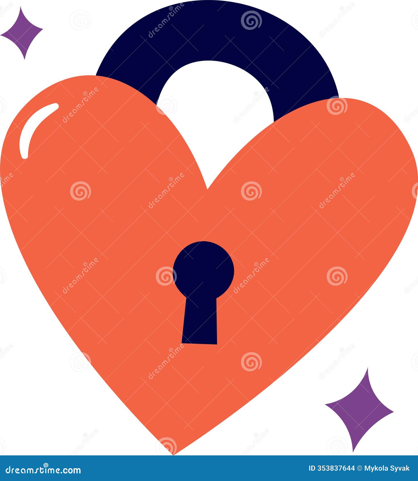 Hand Drawn Heart on Lock stock illustration. Illustration of vector ...