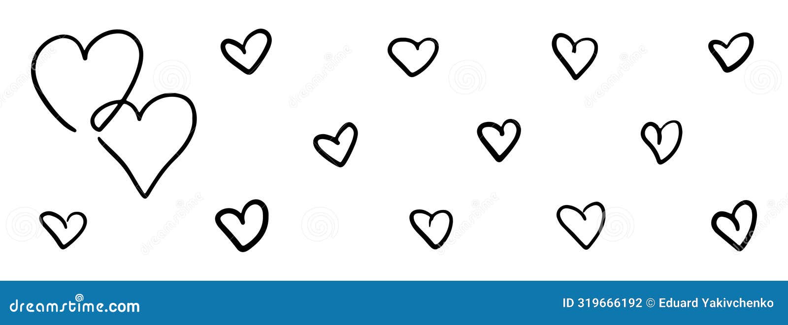 Hand-Drawn Heart Outline Pattern Stock Vector - Illustration of symbols ...