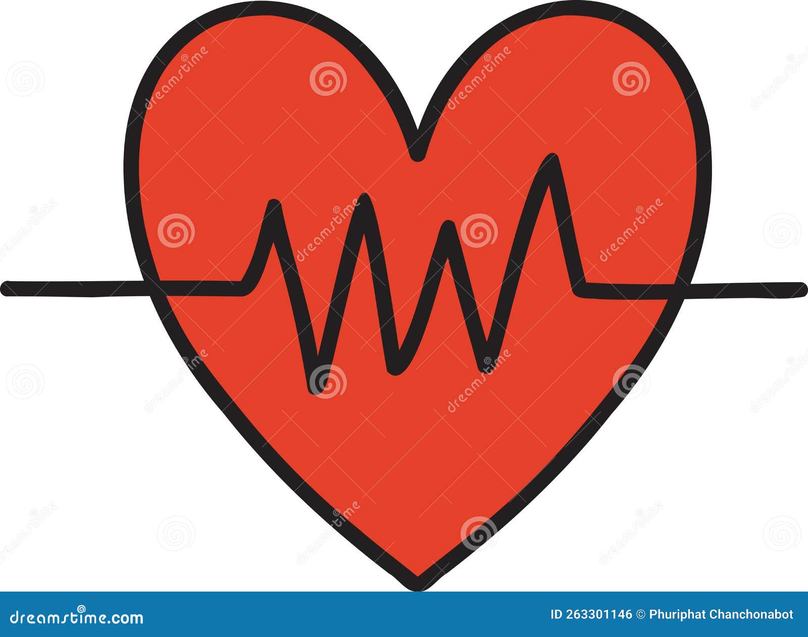 Hand Drawn Heart and Pulse Illustration Stock Vector - Illustration of ...