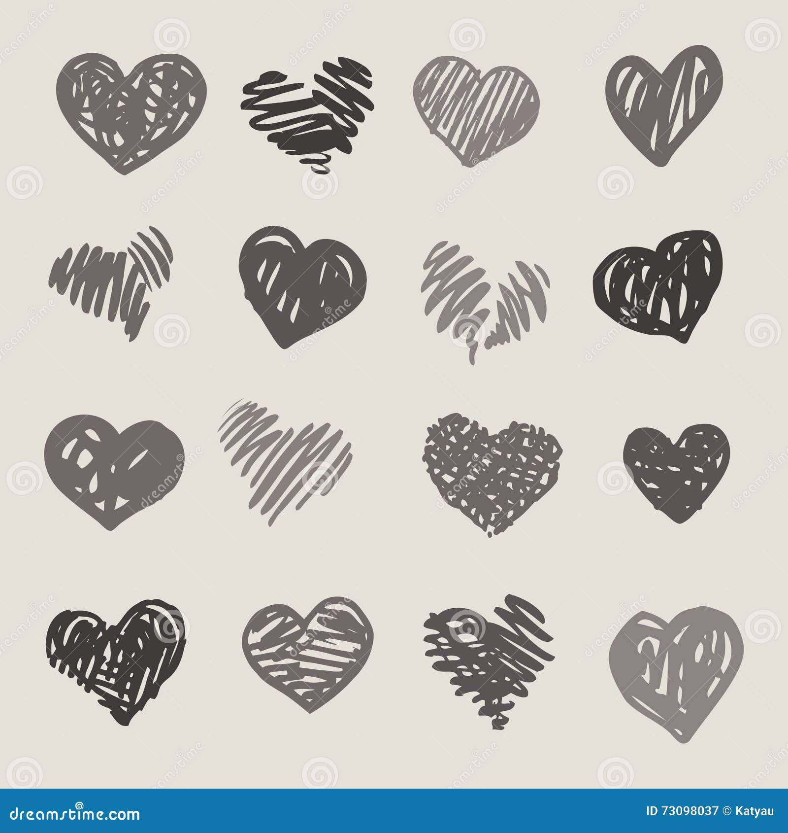Hand drawn Heart stock vector. Illustration of retro - 73098037