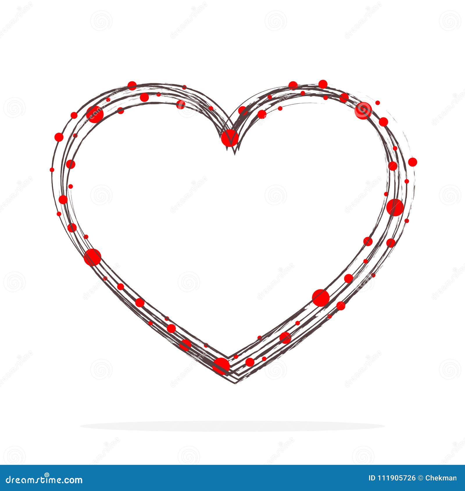 A Hand Drawn Heart Shape with a Red Circles. Vector Illustration Stock ...