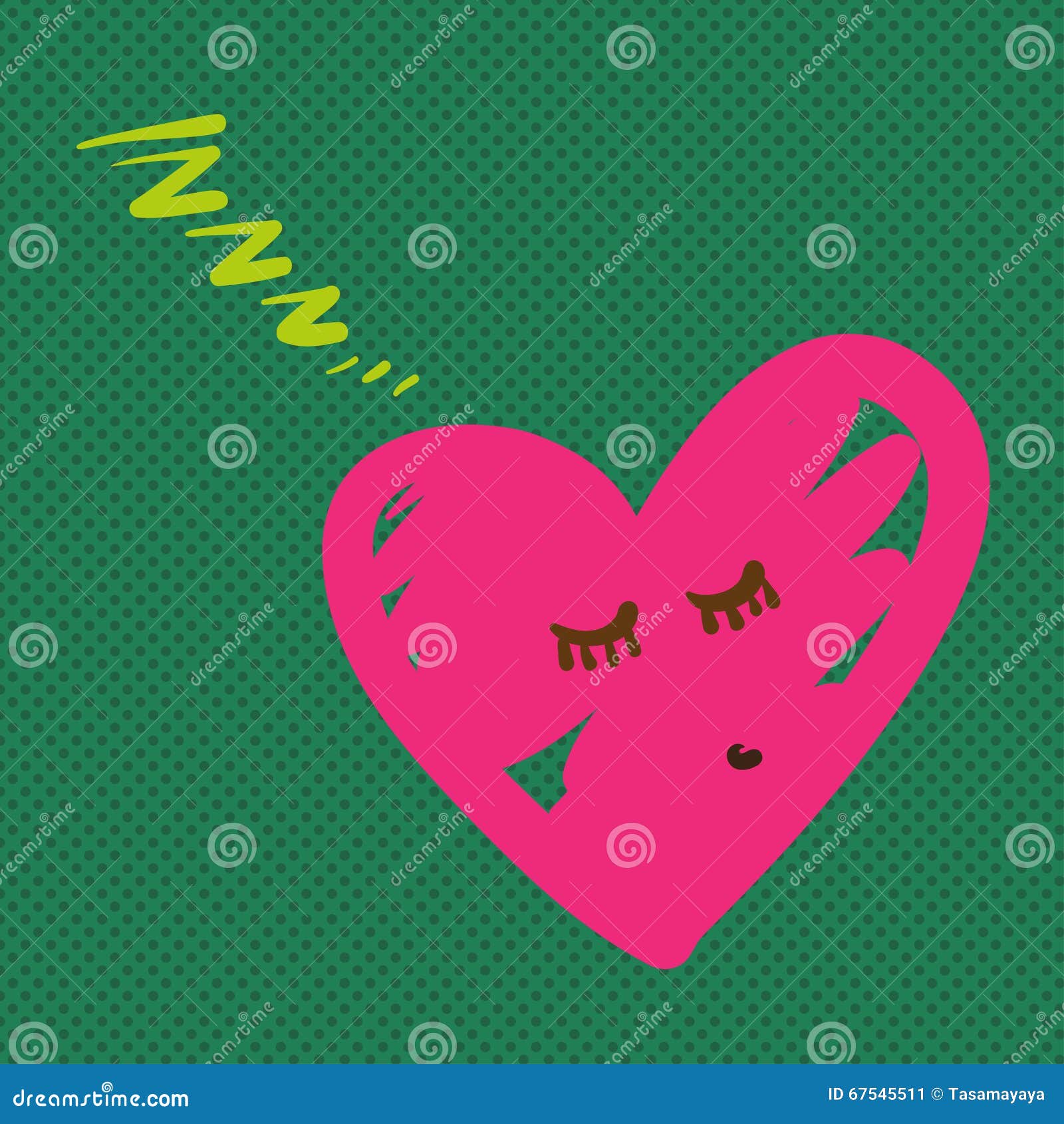 Hand Drawn Heart Sleeping Vector Illustration Stock Vector ...