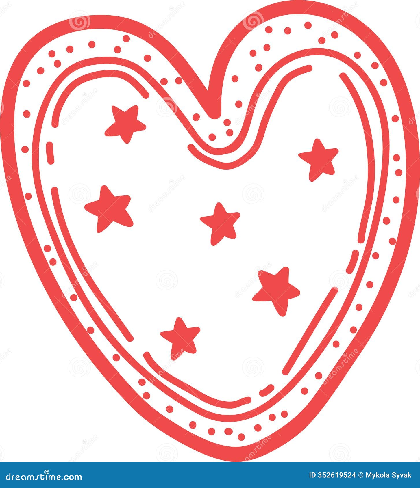 Hand Drawn Heart with Stars Stock Illustration - Illustration of design ...