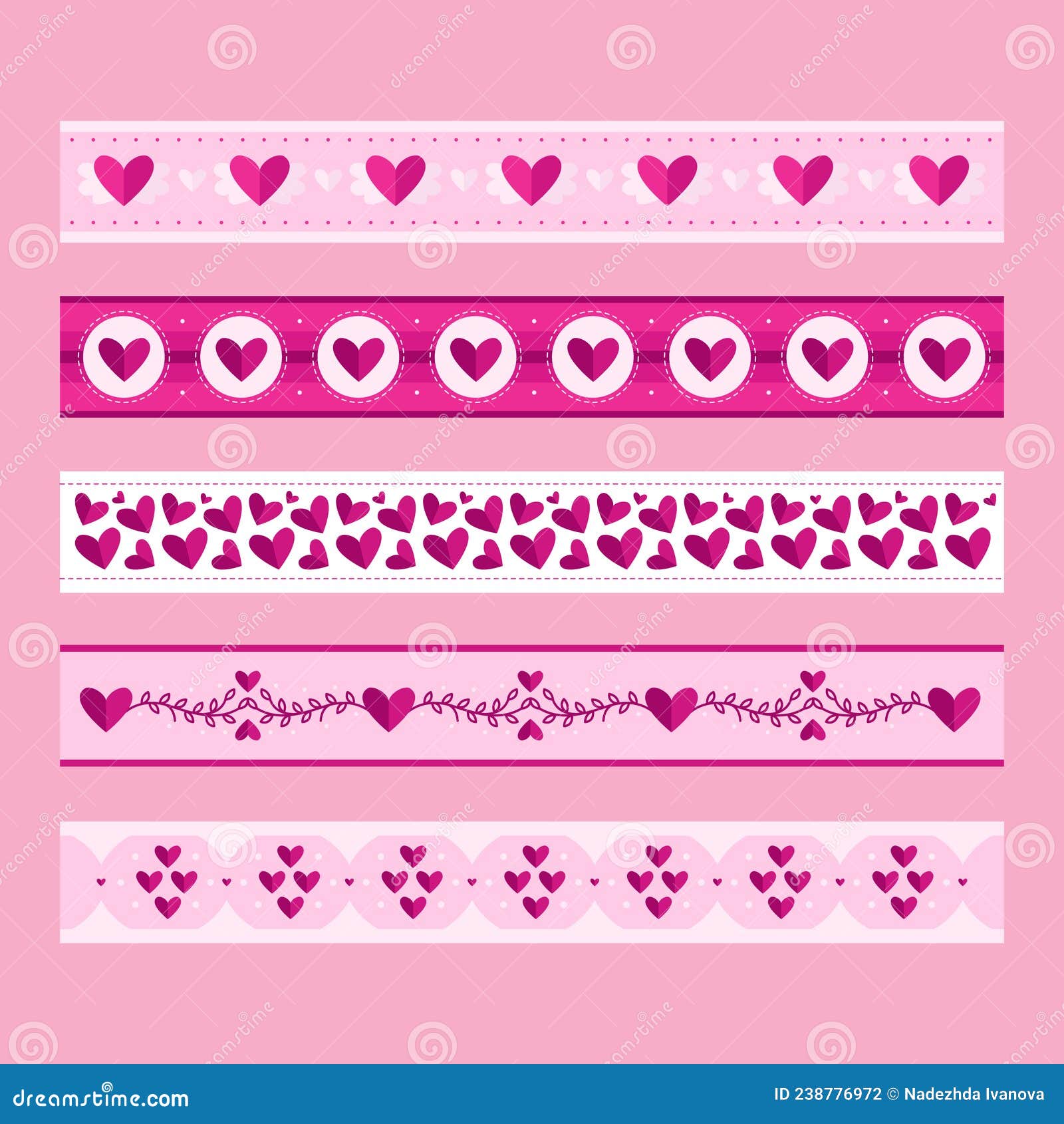 Hand Drawn Hearts Border and Frame Vector Illustration. Stock Vector ...
