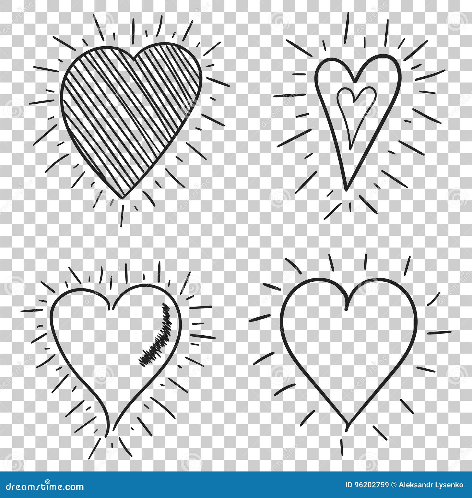 Hand Drawn Hearts Icon Set. Love Vector Illustration Stock Vector ...