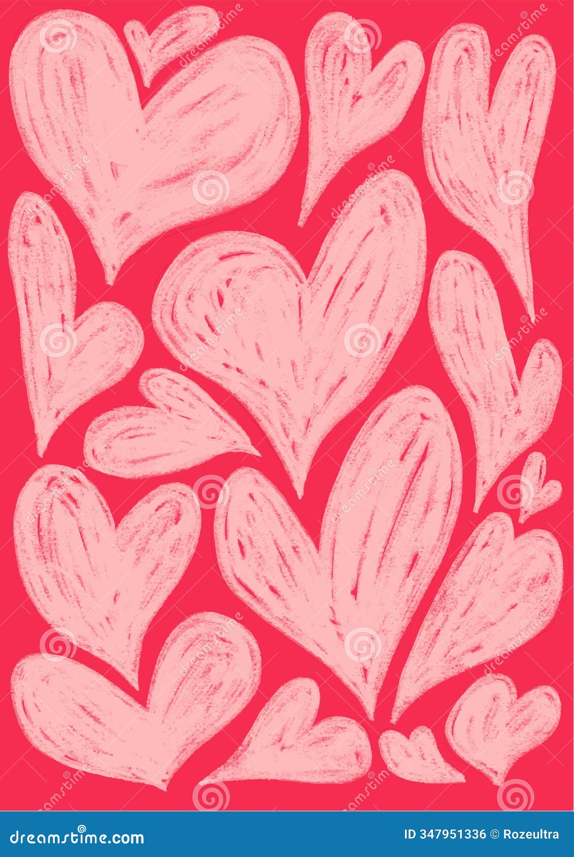 Hand-Drawn Hearts Pattern Vector Illustration Stock Illustration ...