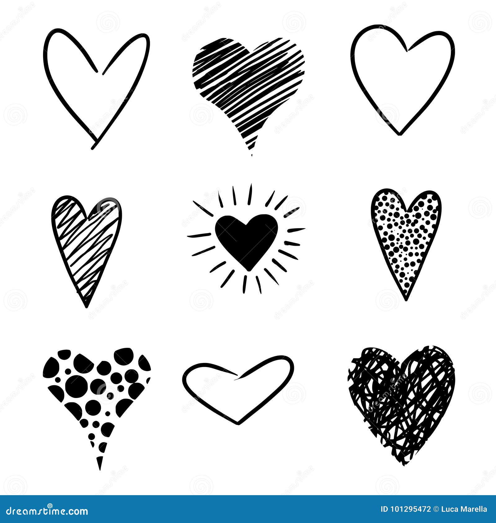 Hand drawn hearts stock vector. Illustration of decor - 101295472