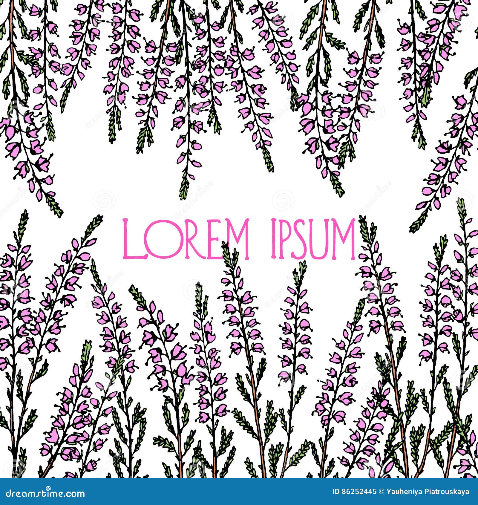 Hand Drawn Heather Card Cartoon Vector | CartoonDealer.com #86252445