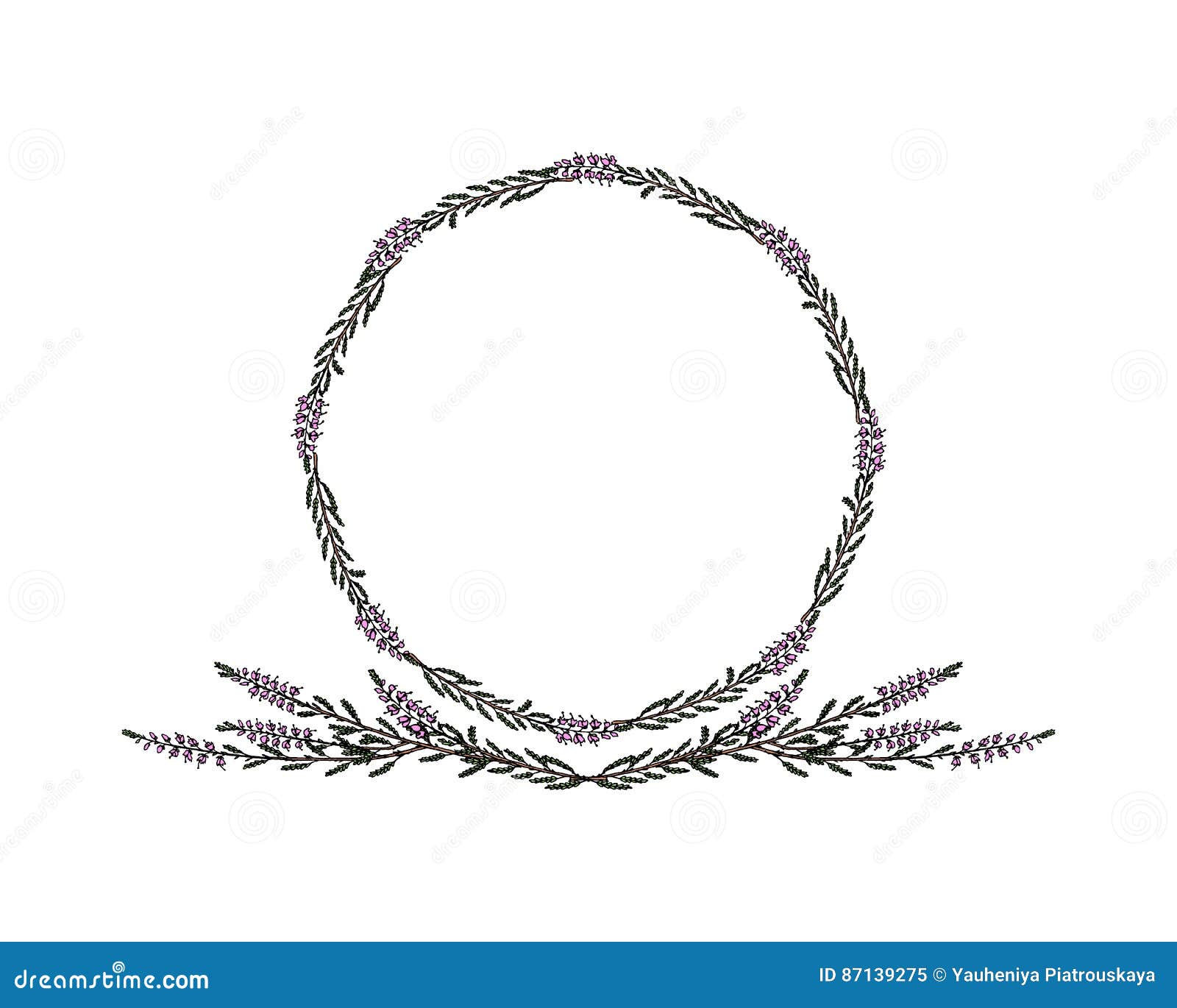 Hand drawn heather frame stock vector. Illustration of flora - 87139275