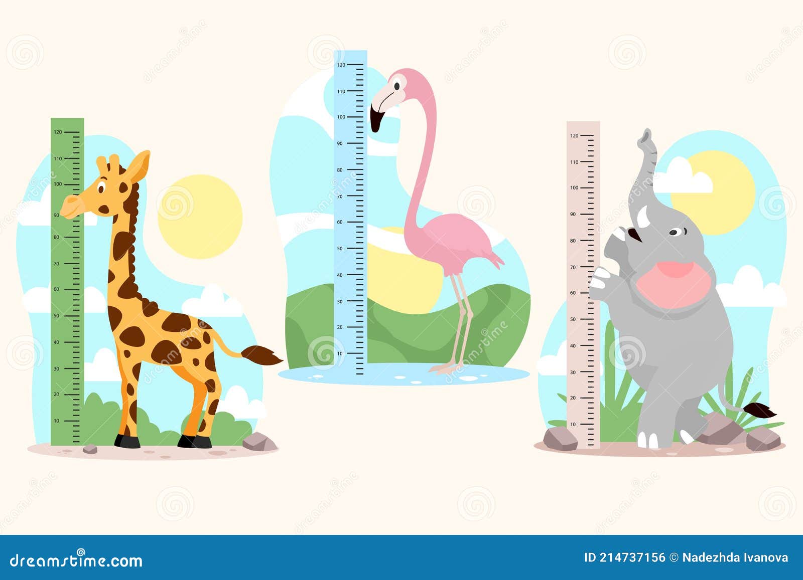 Hand Drawn Height Meter Set Vector Illustration. Stock Vector ...