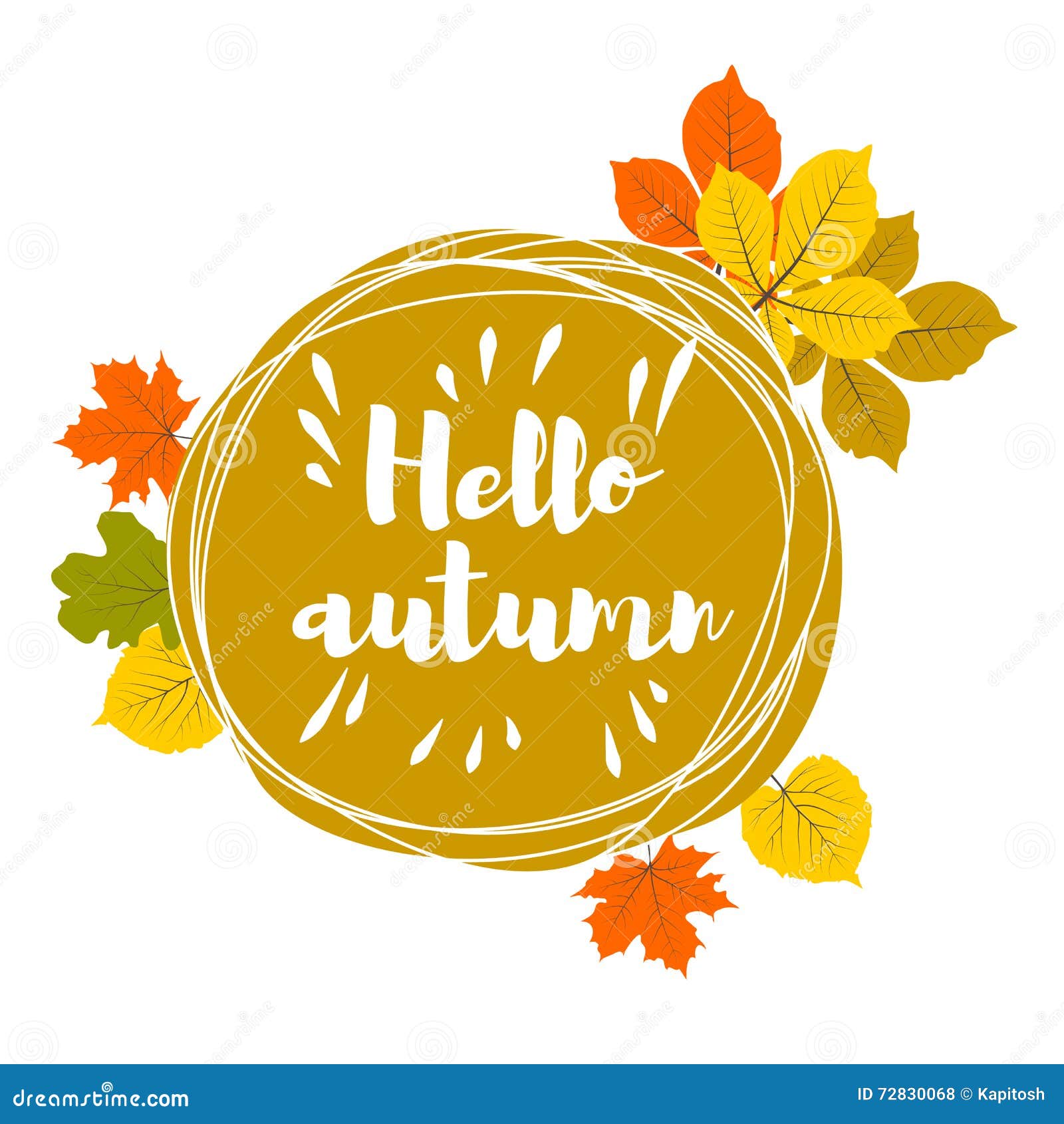 Hand Drawn Hello Autumn Leaves Stock Vector - Illustration of creative ...