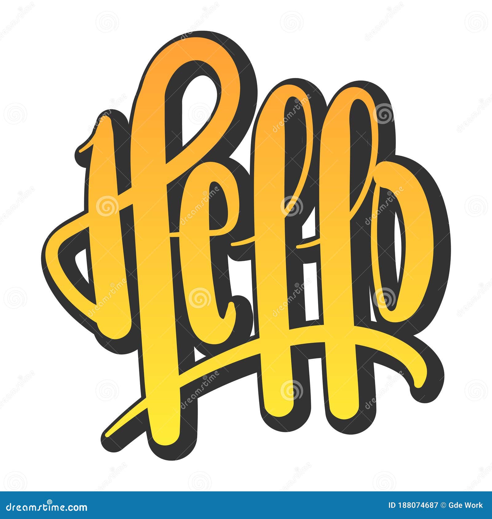 Hand Drawn of Hello Letter with Orange Gradient Color Stock Vector ...