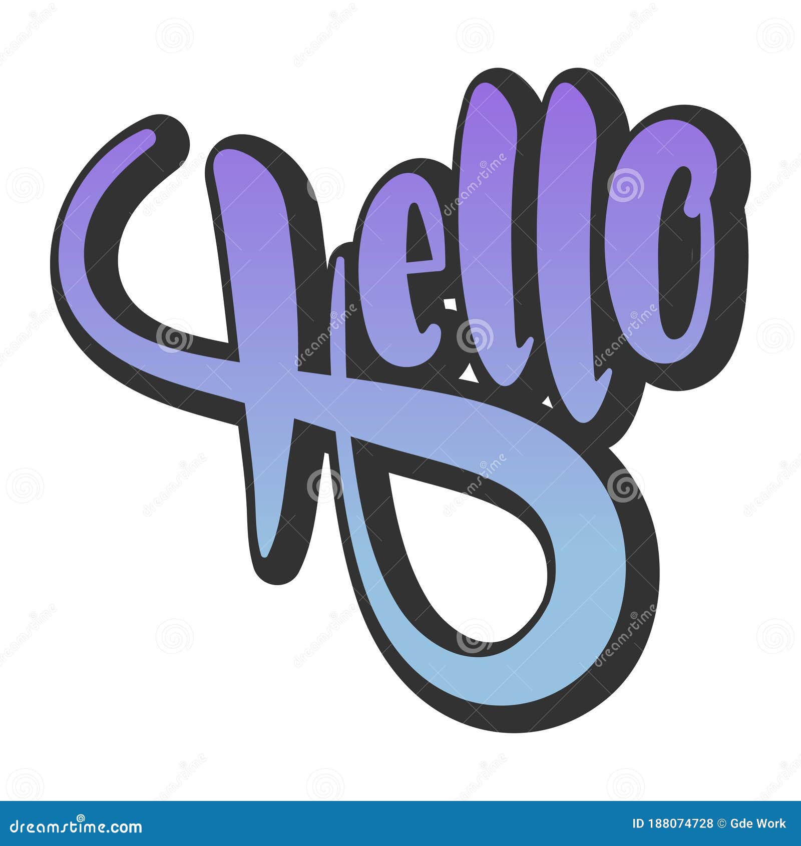 Hand Drawn of Hello Letter with Purple and Blue Gradient Color Stock ...