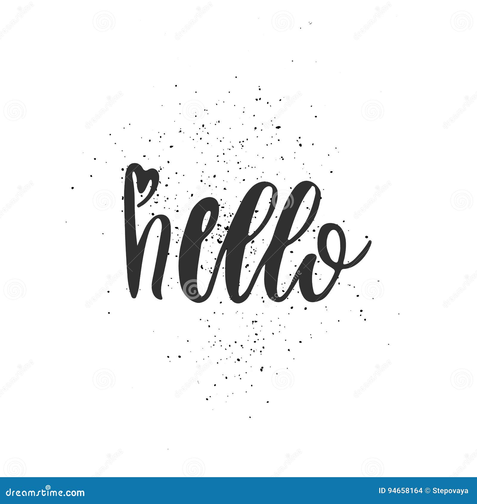 Hand Drawn Hello Word Lettering Illustration with Handmade Texture ...