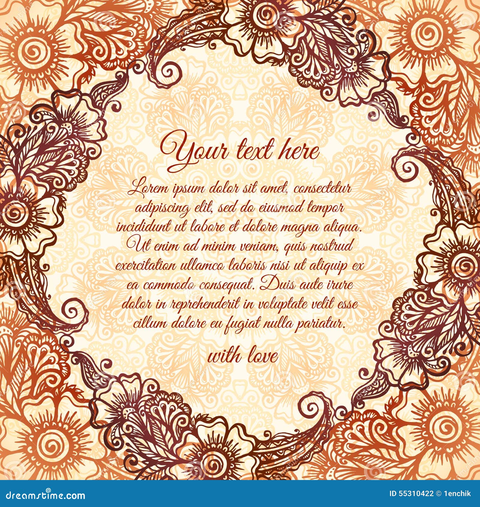 Hand-drawn Henna Design Frame in Mehndi Style Stock Vector ...