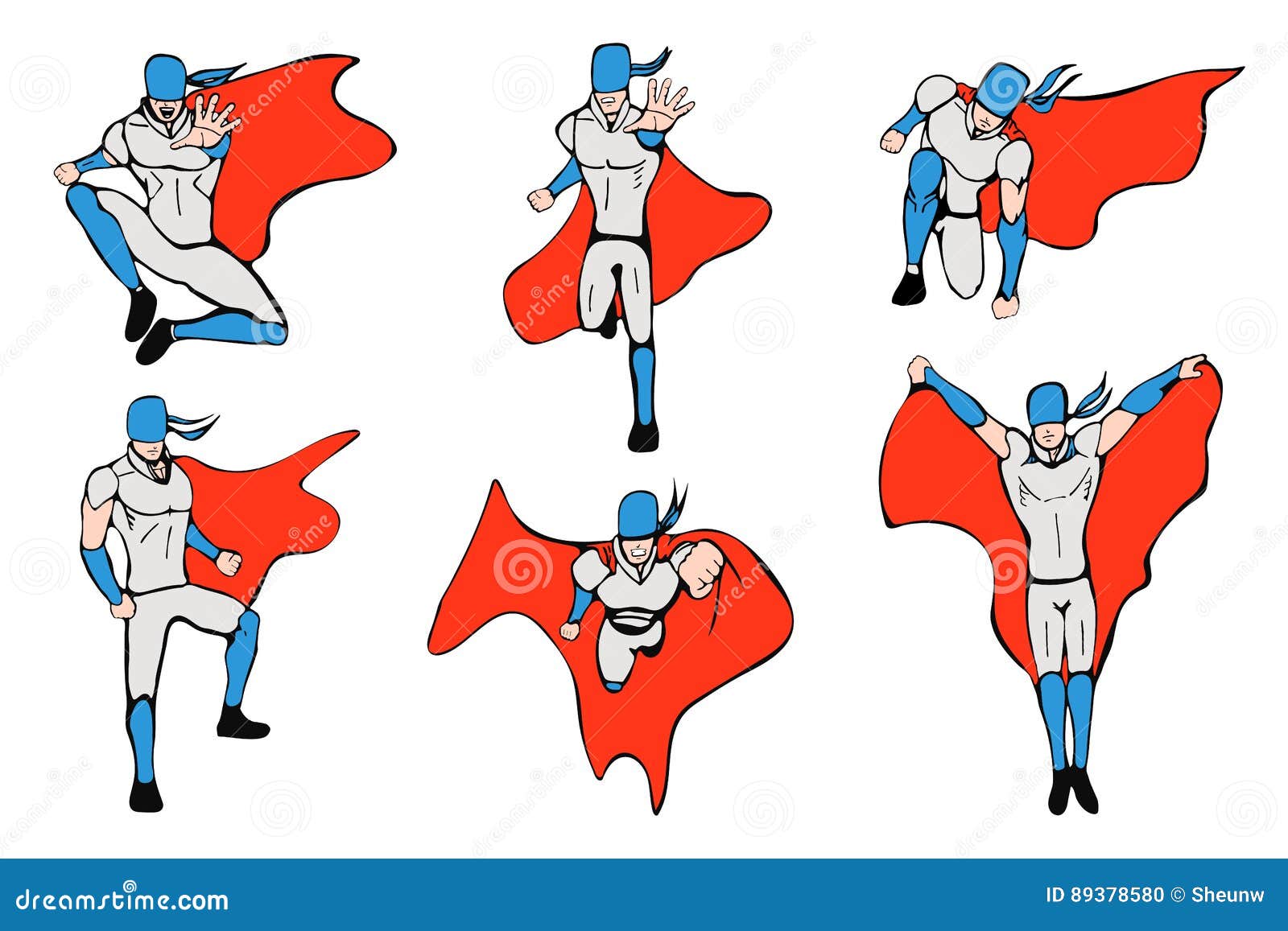 Hand Drawn Hero Models in Various Poses. Stock Vector - Illustration of ...
