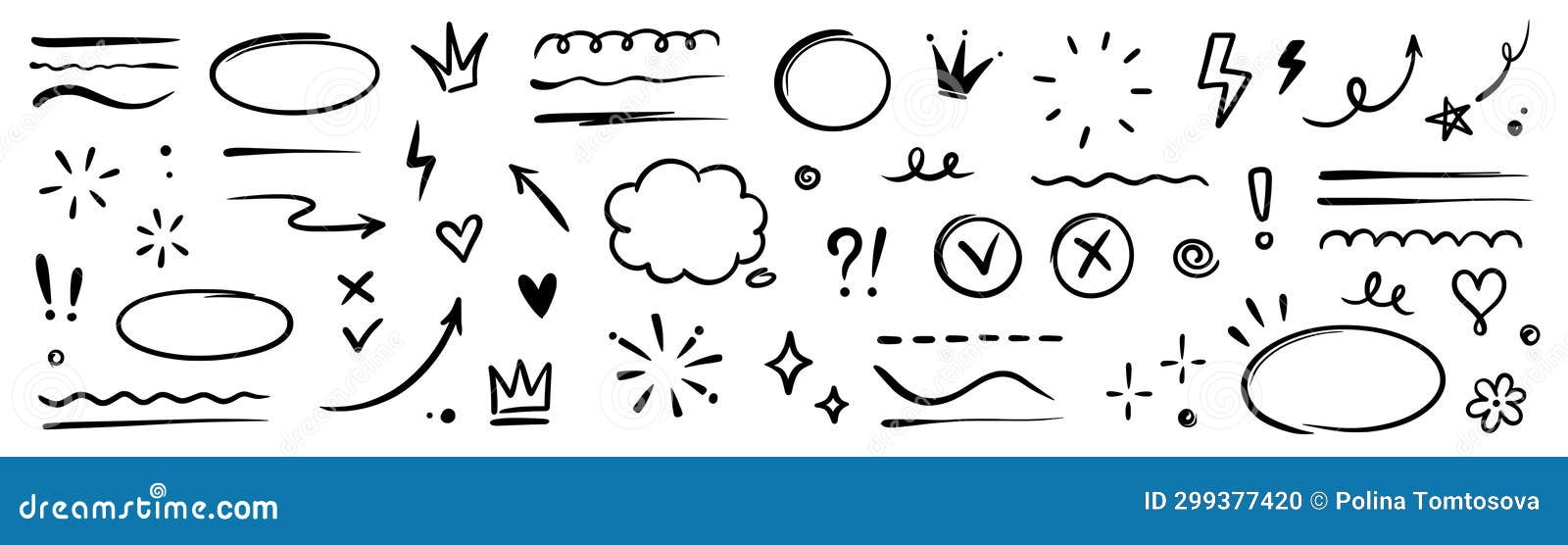 Hand Drawn Highlight, Text Underline, Emphasis Mark, Line Shape Set ...