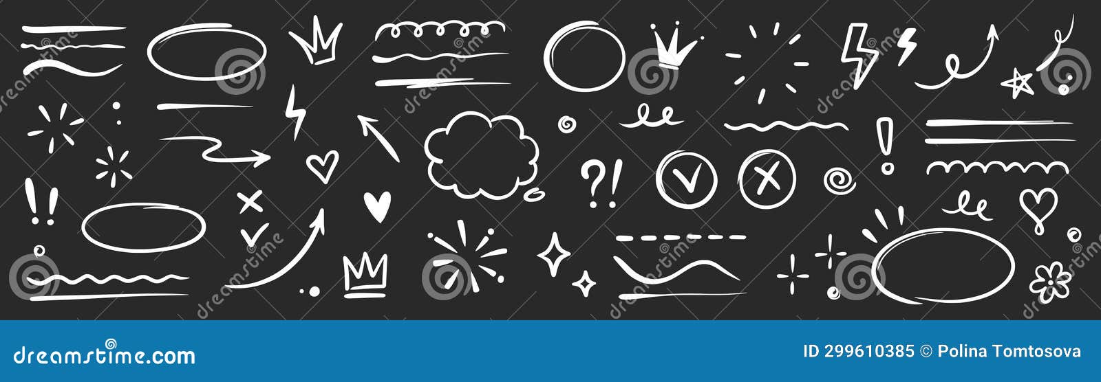 Hand Drawn Highlight, Text Underline, Emphasis Mark, Line Shape Set ...