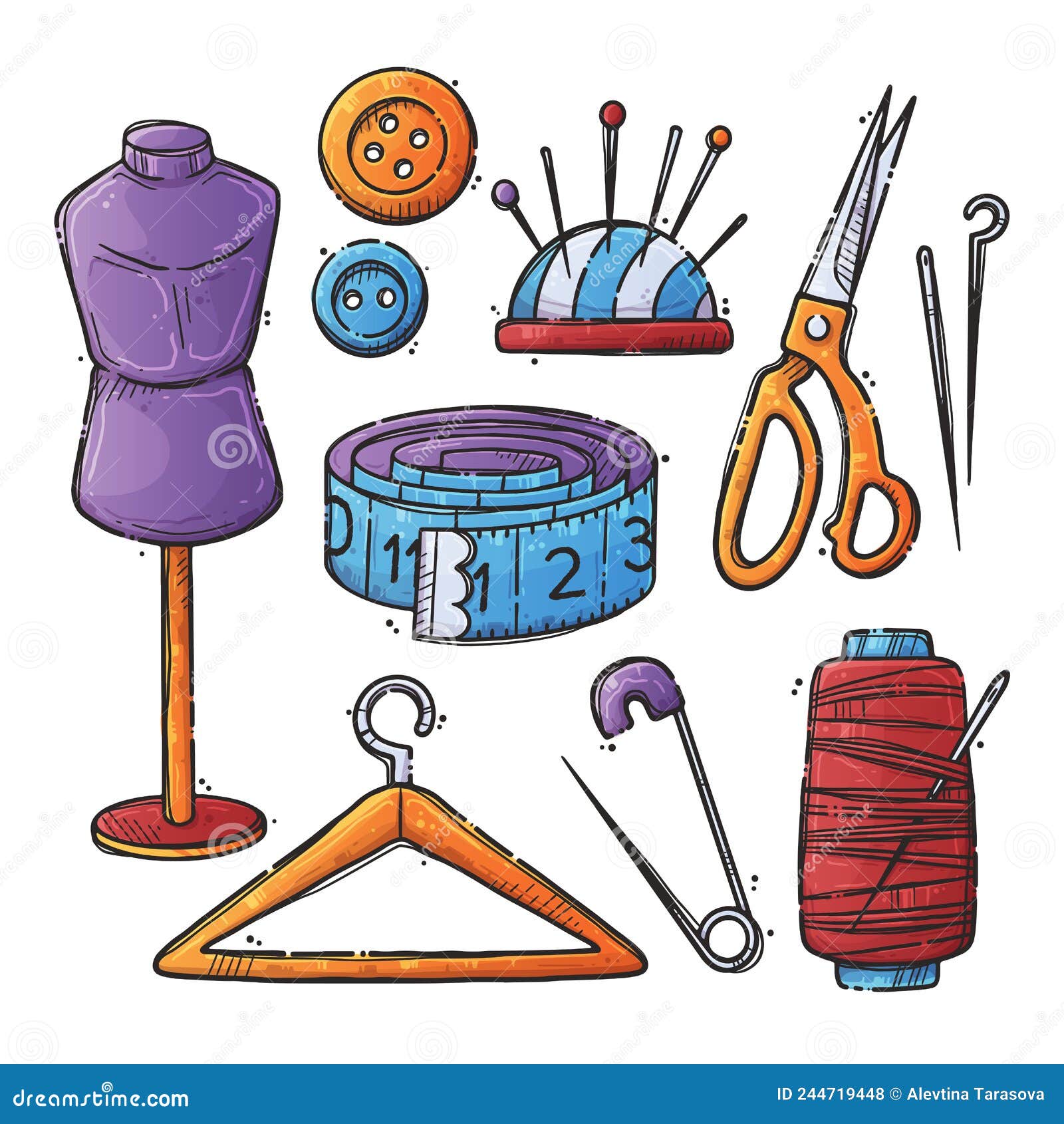 Hand Drawn Hobby Objects Collection Vector Stock Vector - Illustration ...