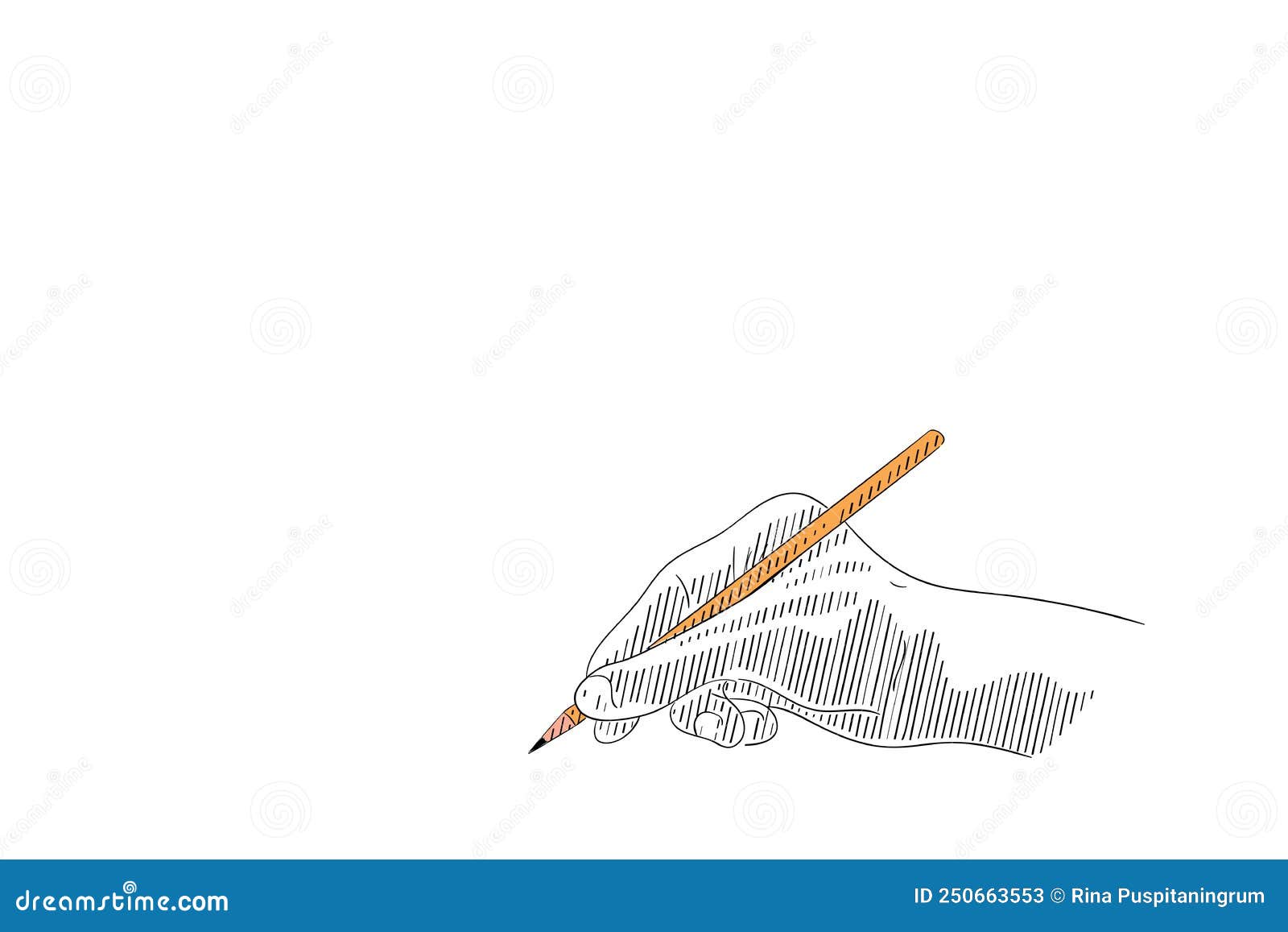 Hand Drawn of a Hand Holding Pencil Sketch Stock Vector - Illustration ...