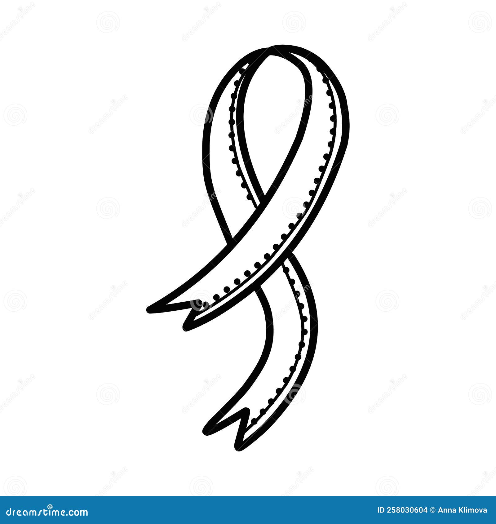 Hand Drawn Holiday Ribbon in Doodle Style Stock Vector - Illustration ...