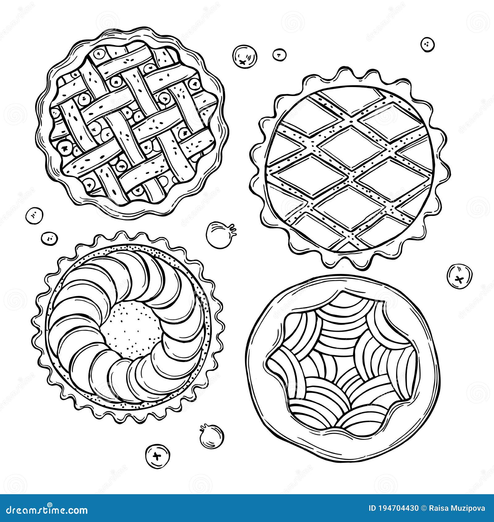 Homemade Pies.Vector Sketch Illustration Stock Vector - Illustration of ...