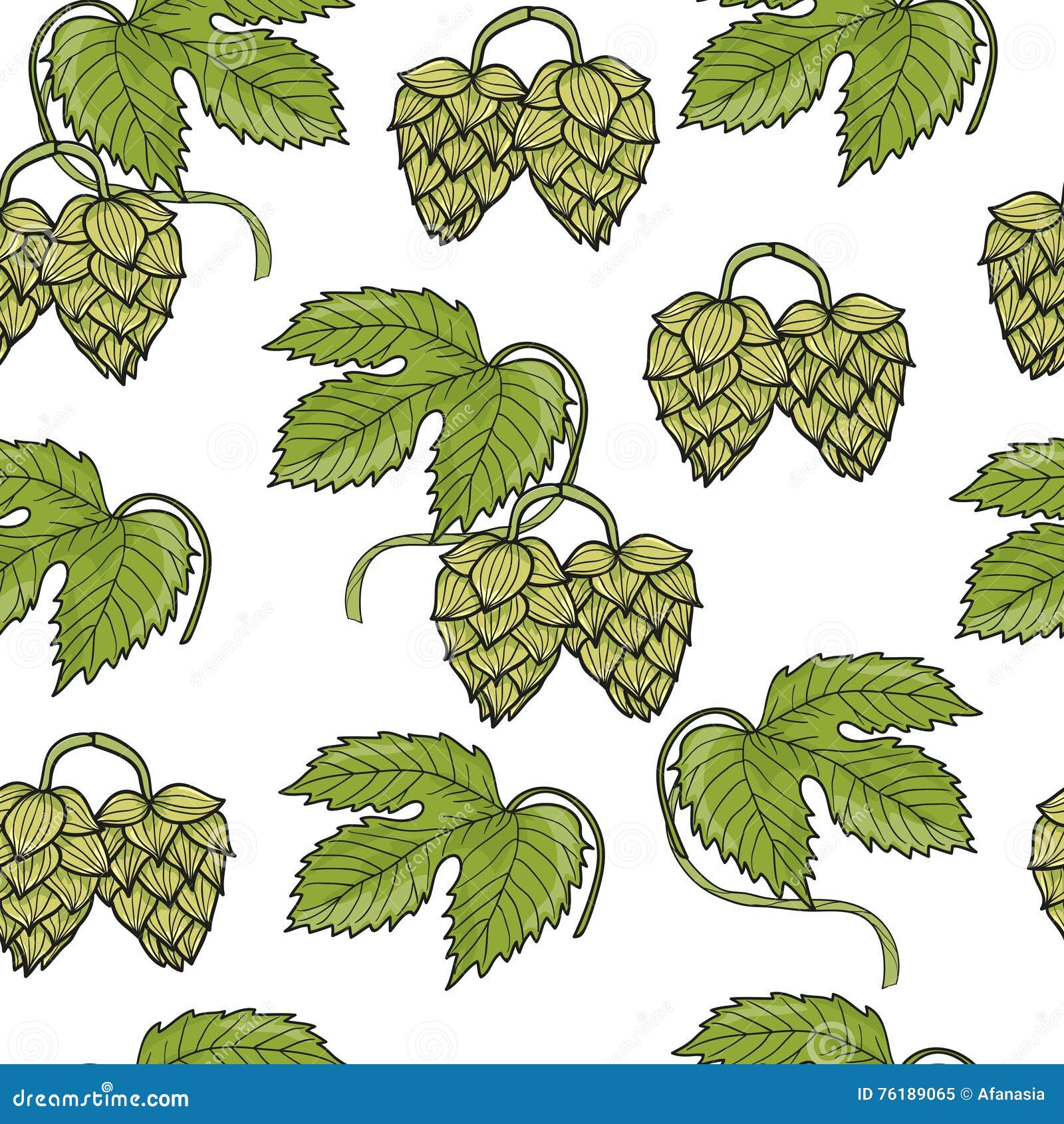 Hand Drawn Hops Seamless Pattern. Stock Vector - Illustration of cones ...