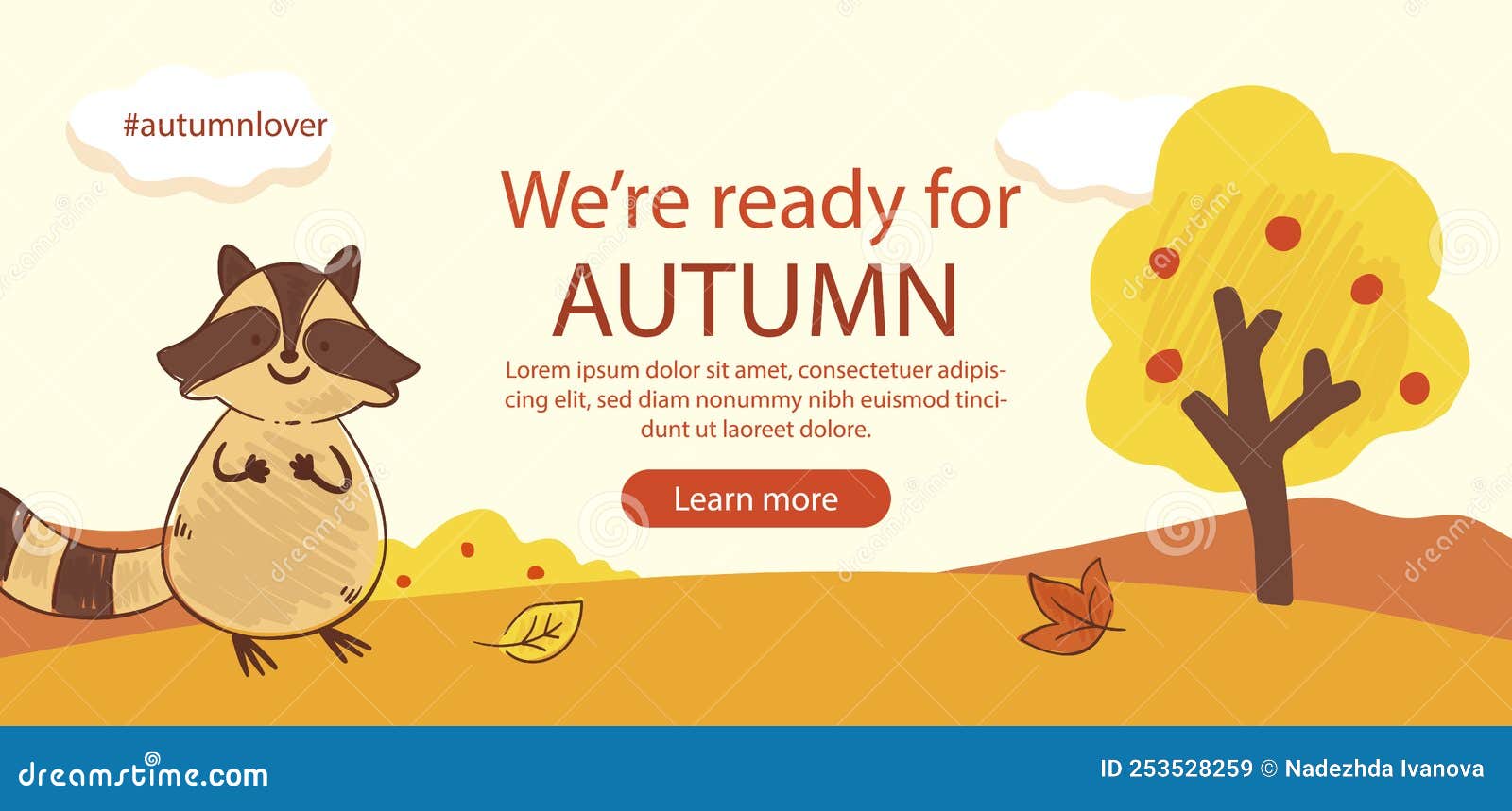 Hand Drawn Horizontal Banner Template for Autumn Celebration Vector ...