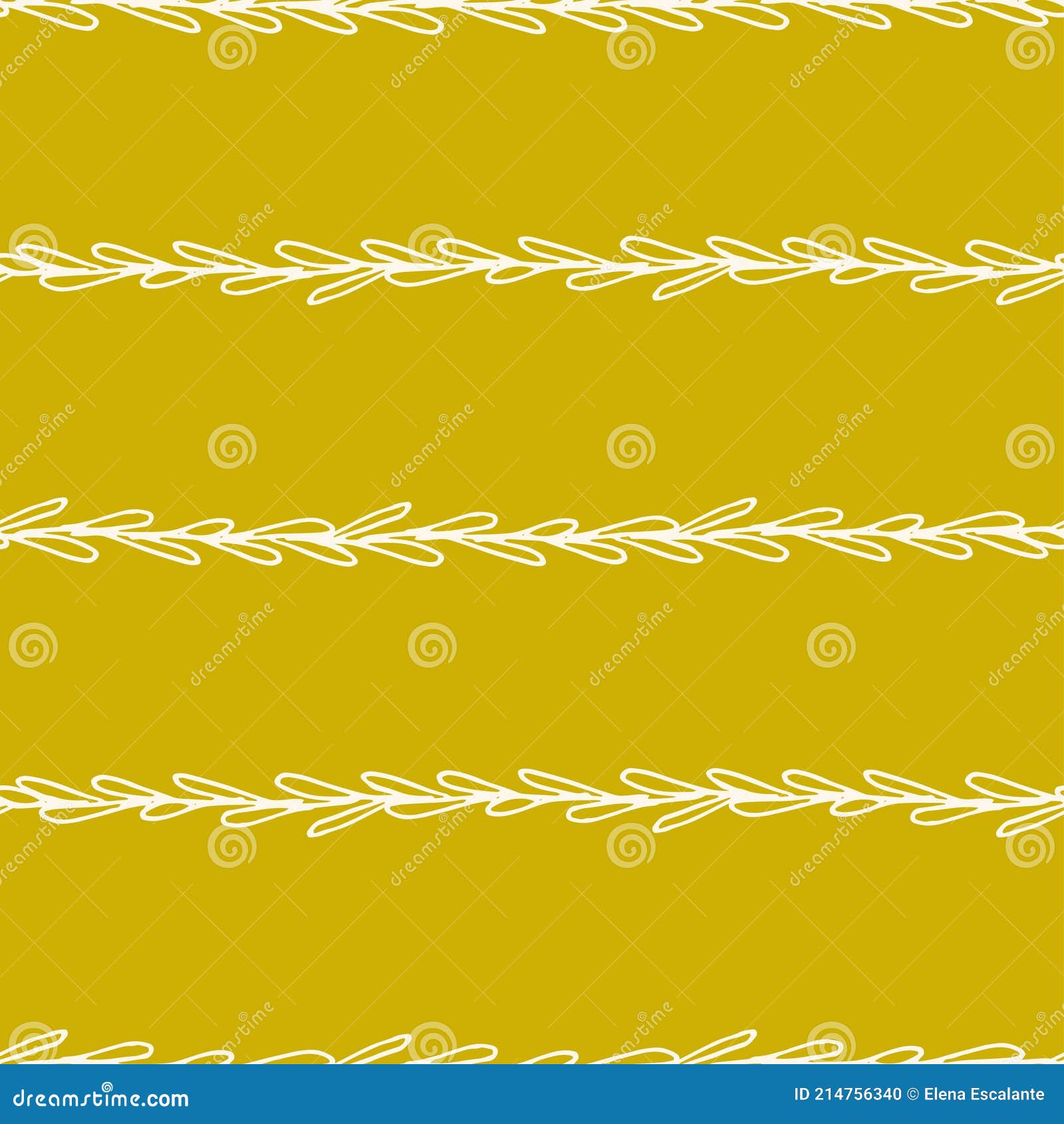 Hand Drawn Horizontal Branches in Olive Green Pattern Stock Vector ...