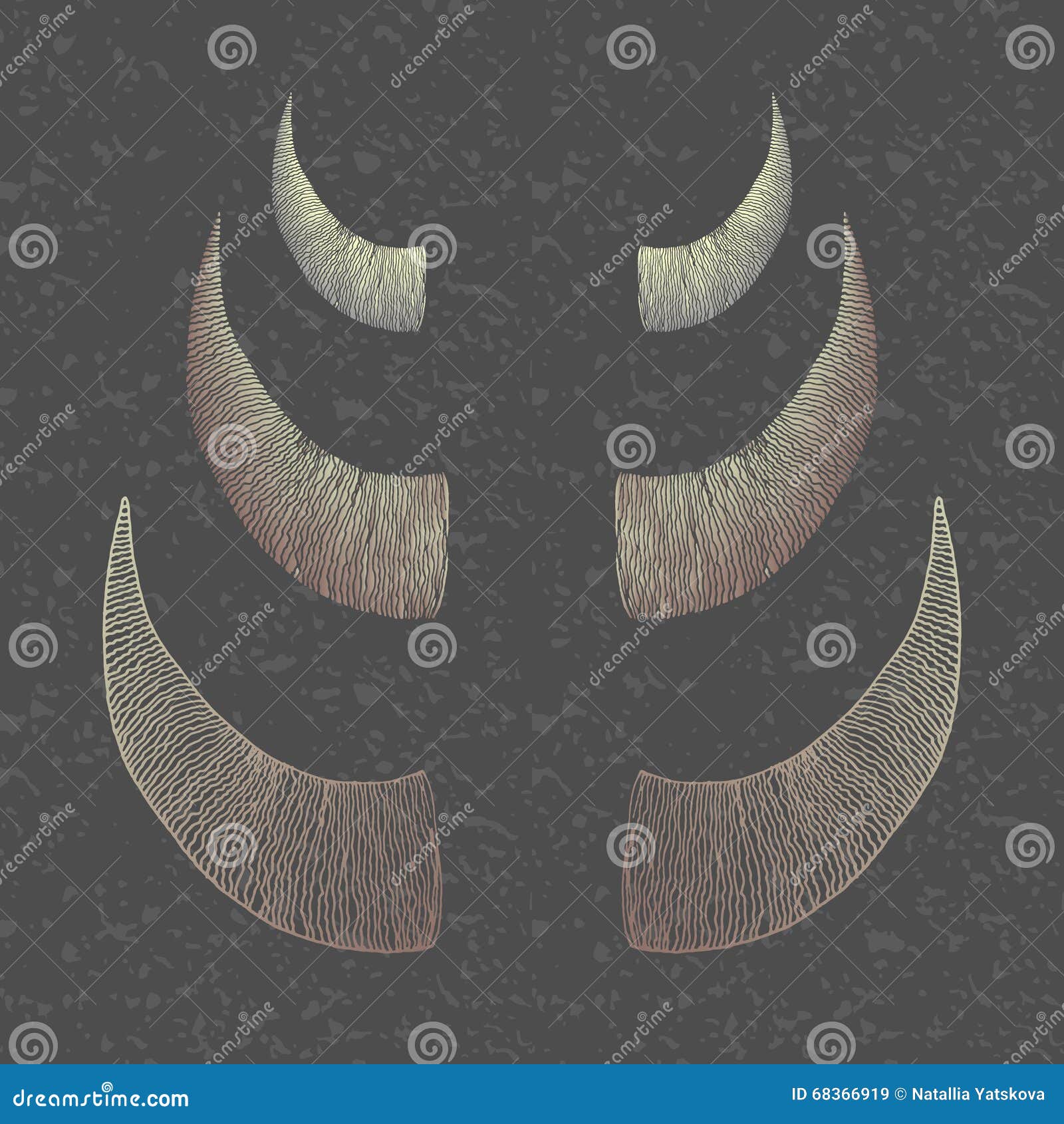 Hand drawn horns stock vector. Illustration of male, mascot - 68366919